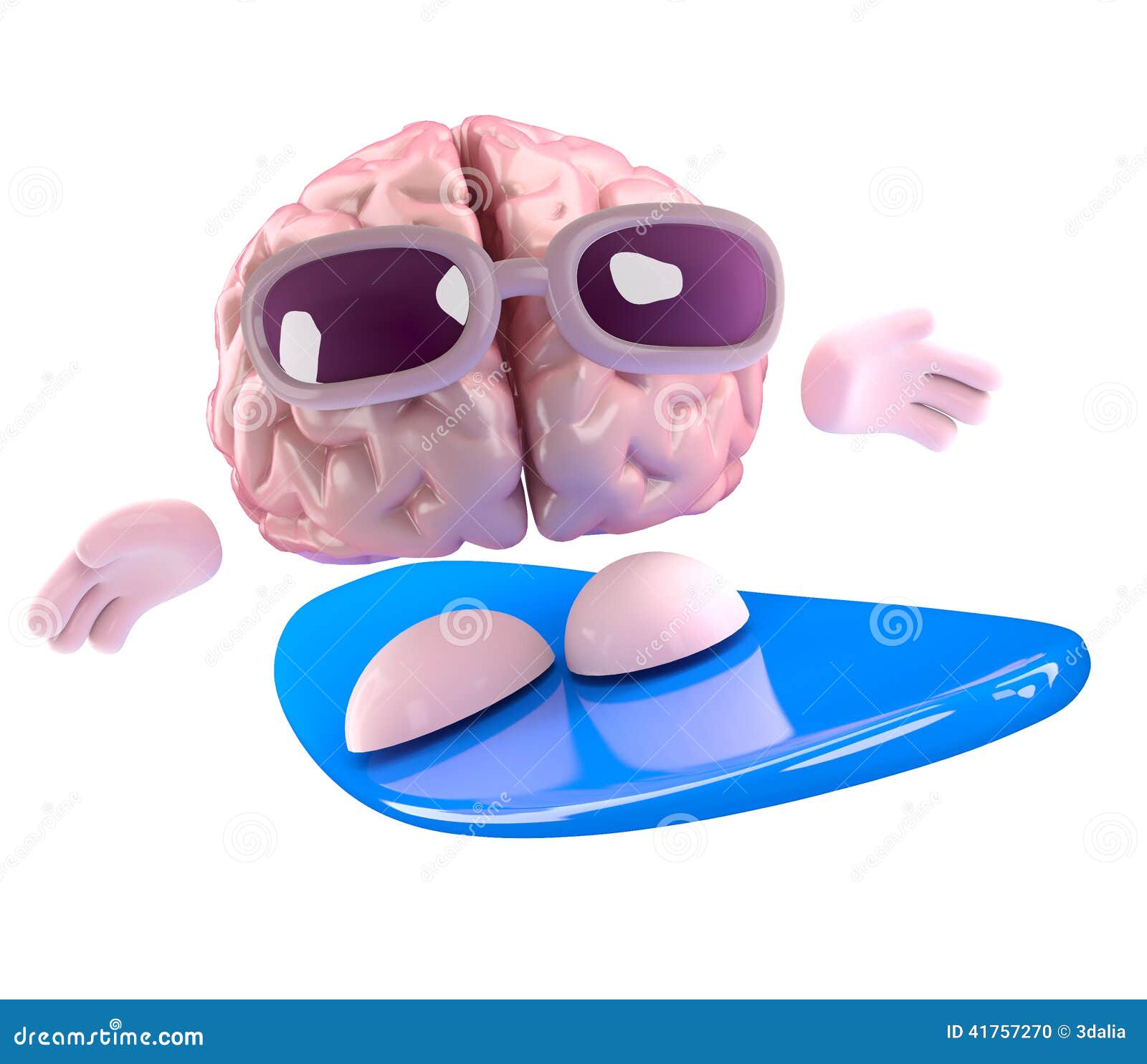 3d Brain surfing stock illustration. Illustration of character - 41757270