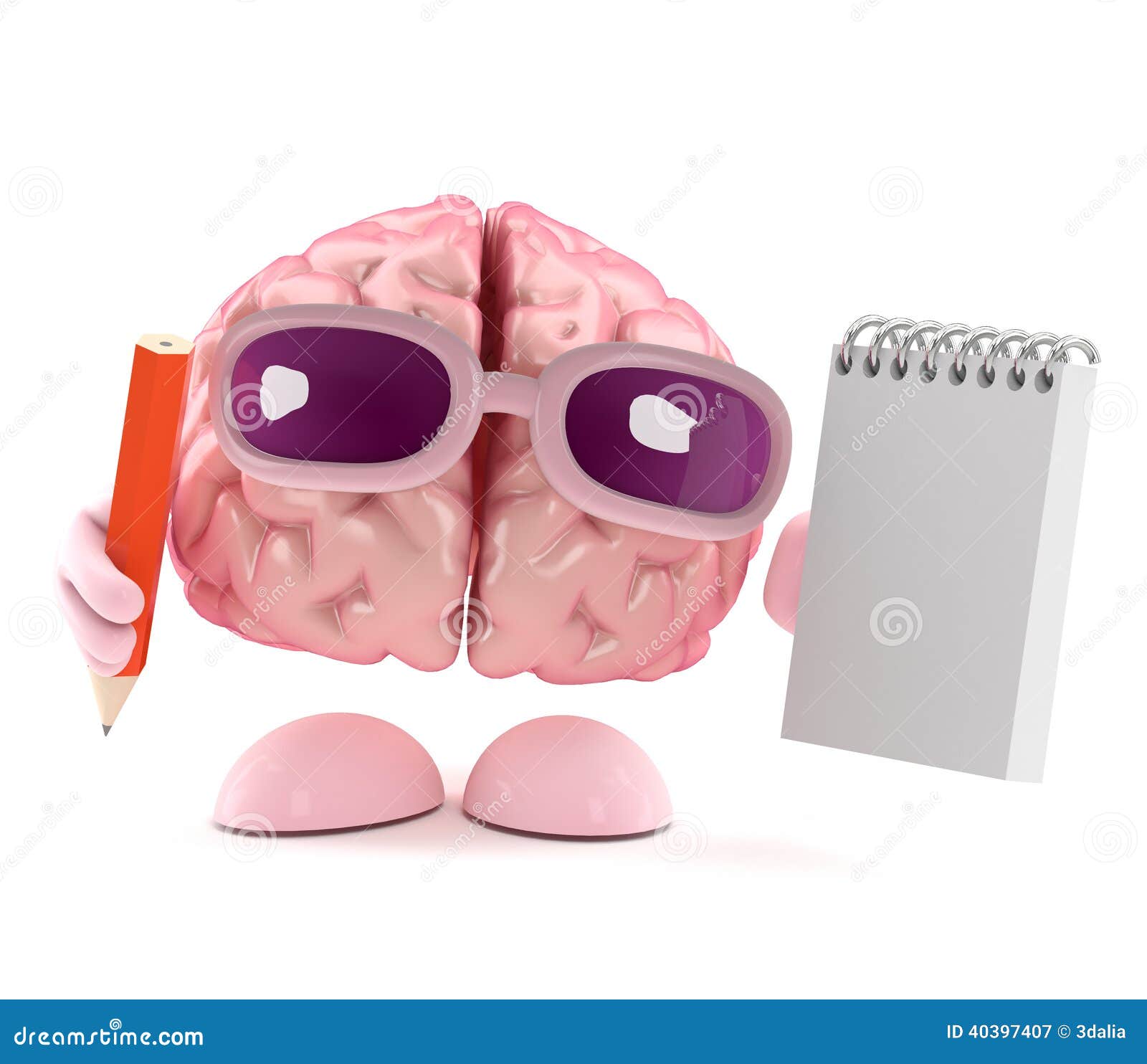 3d Brain takes notes stock illustration. Illustration of emotion - 40397407
