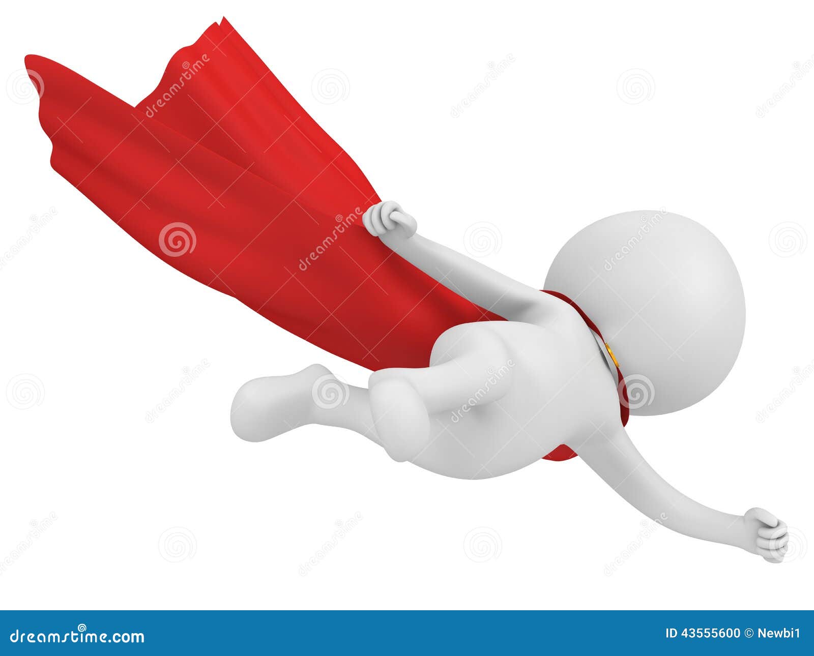 3d Brave Superhero with Red Cloak Flying Stock Illustration ...