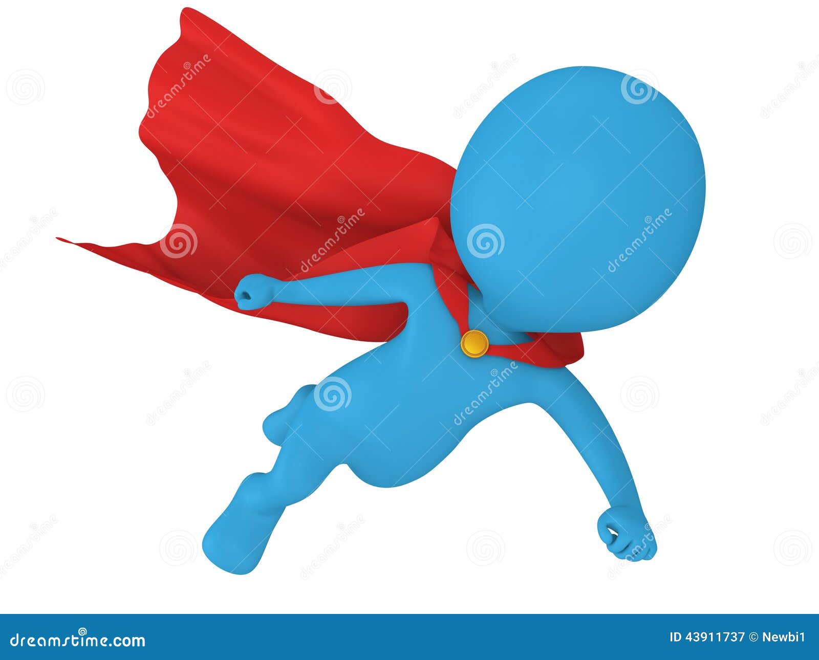 3d Brave Superhero with Red Cloak Flying Stock Illustration ...