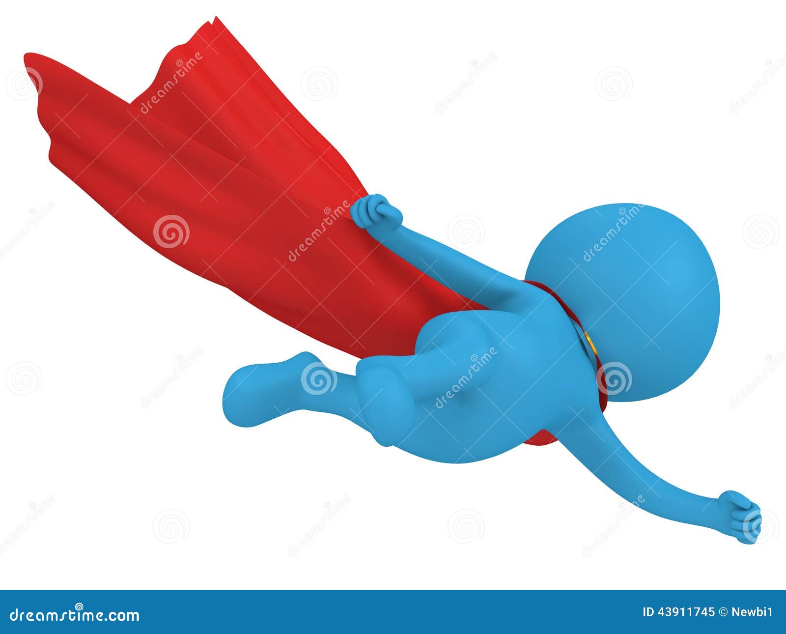 3d Brave Superhero with Red Cloak Flying Stock Illustration ...