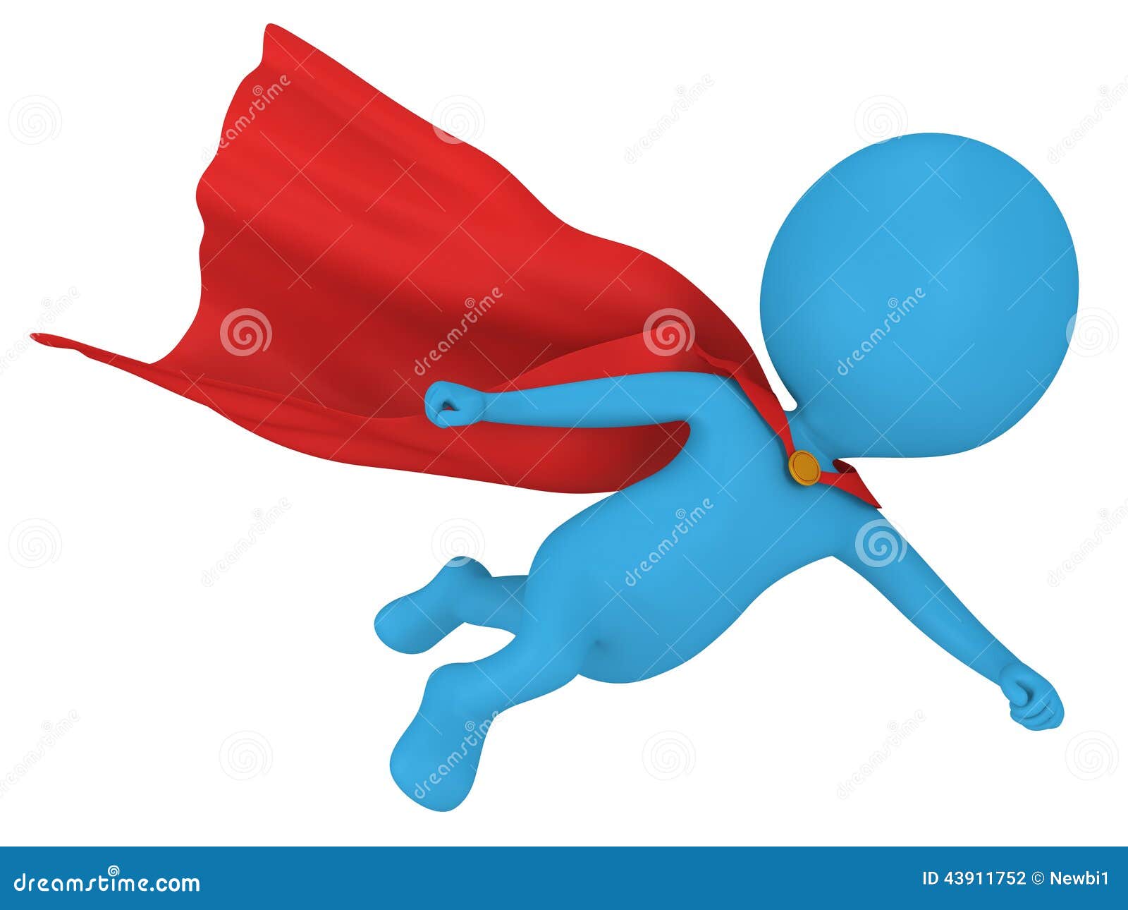 3d Brave Superhero with Red Cloak Flying Stock Illustration ...