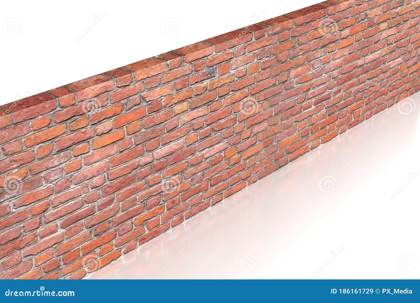 3D Brick Wall - Isolated on White Background Stock Illustration ...