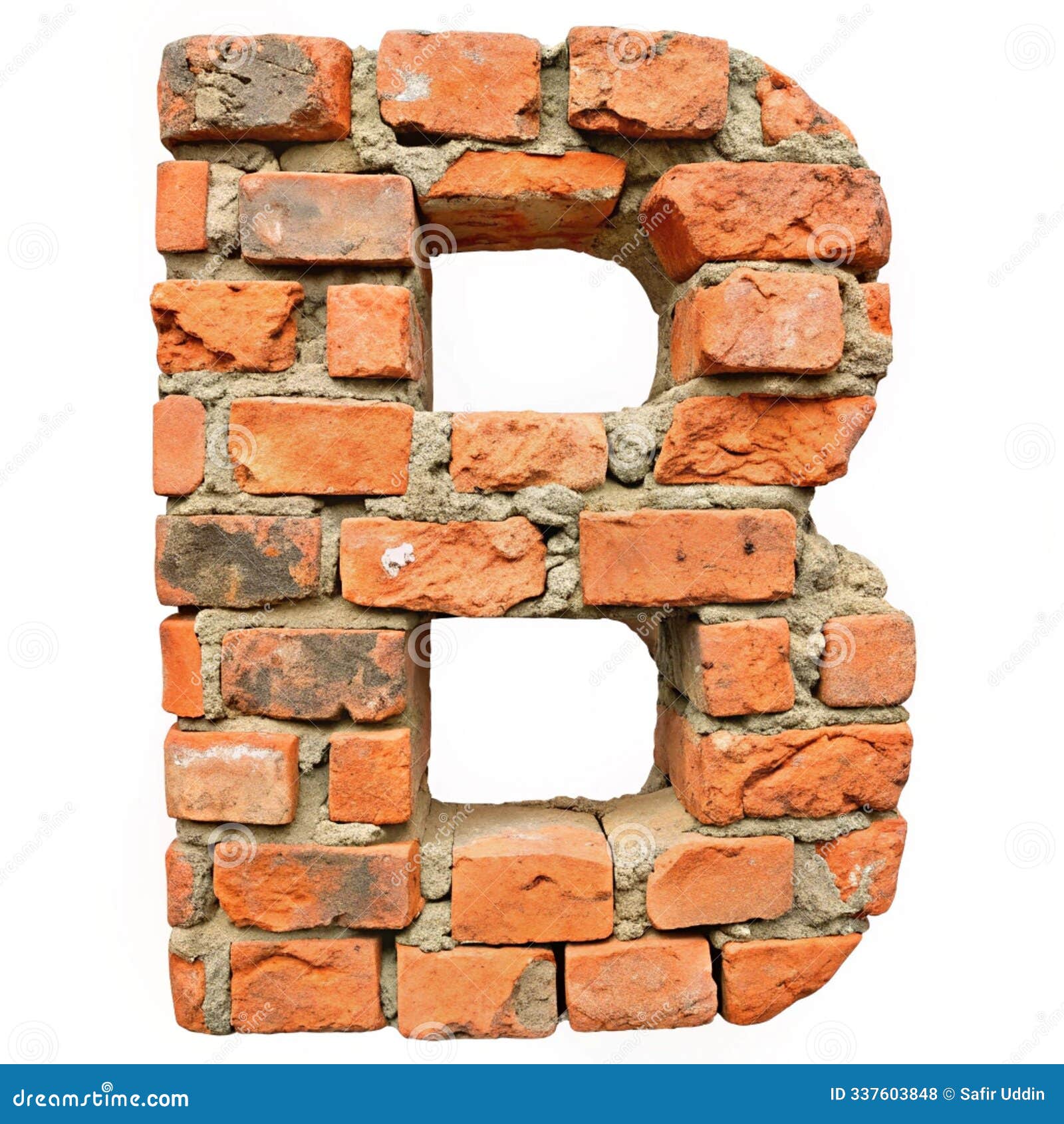 3d Brick Wall Letter B Isolated Stock Illustration - Illustration of ...