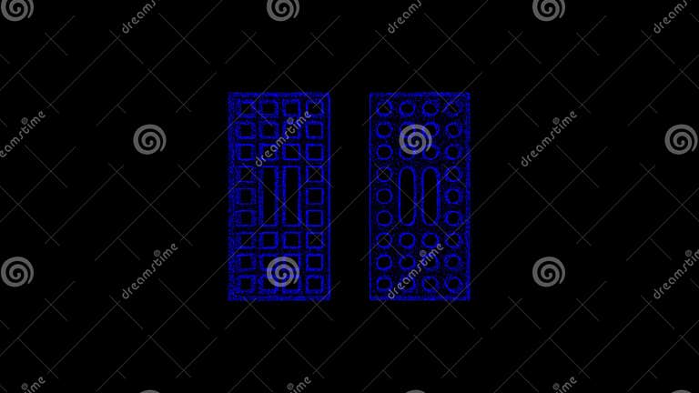 3D Bricks on Black Background. Object Consisting of Blue Flickering ...