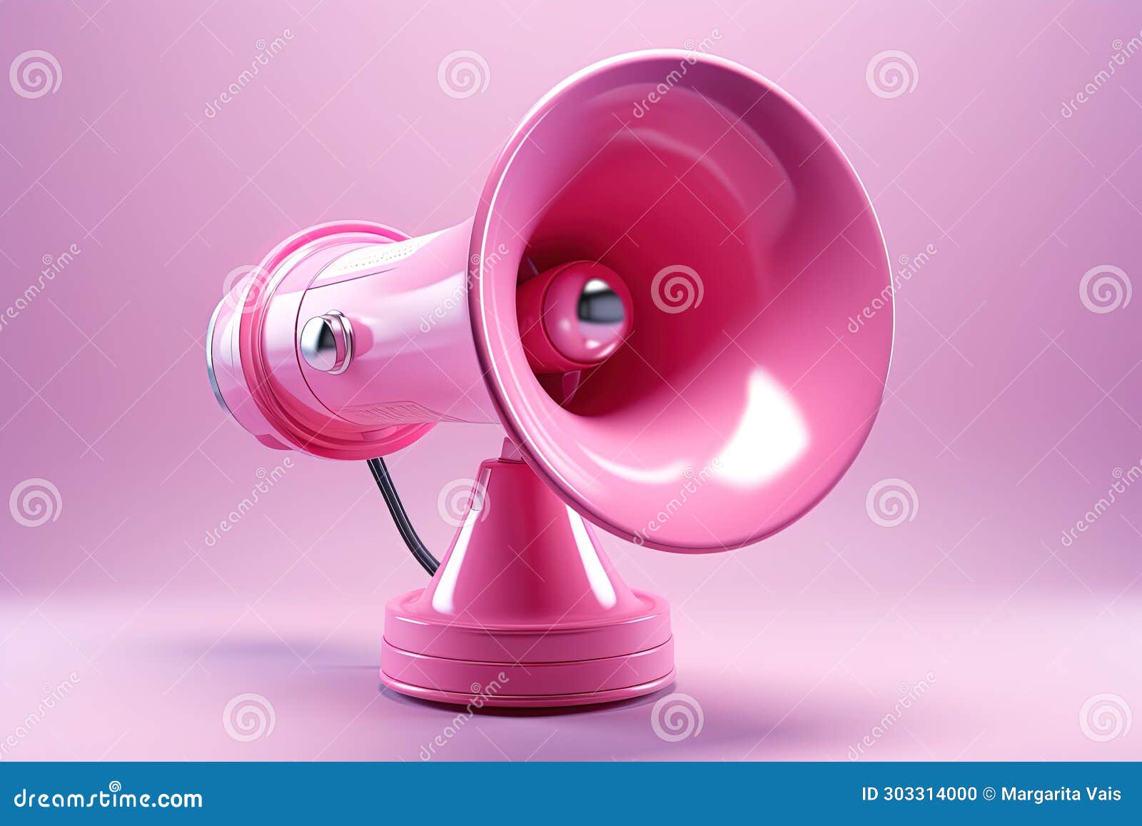 Pink Megaphone With Golden Sound Waves Isolated On White Background ...