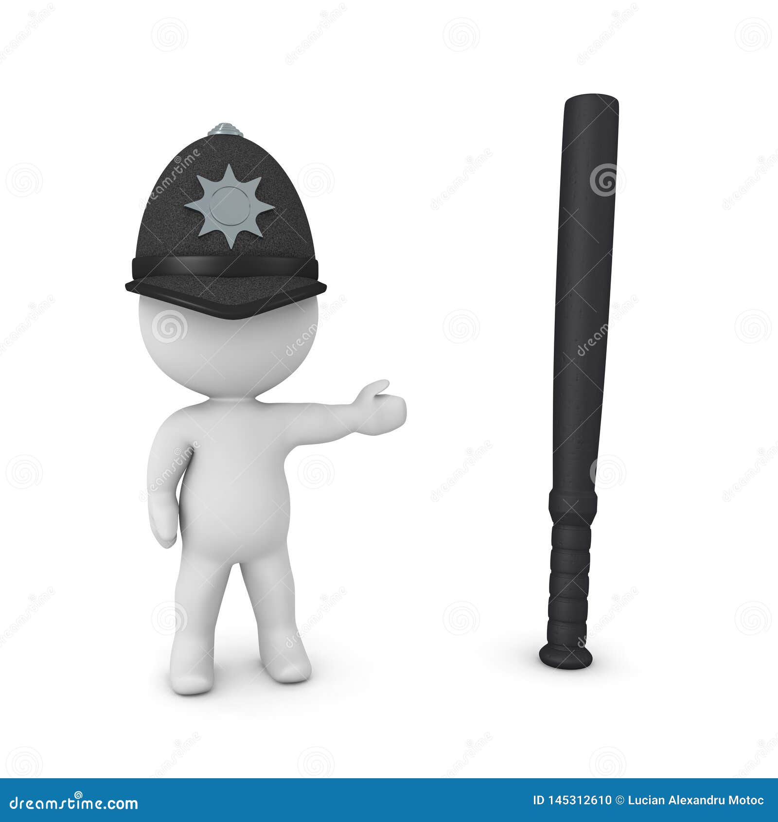 3D British Cop Showing Police Baton Stock Illustration - Illustration ...