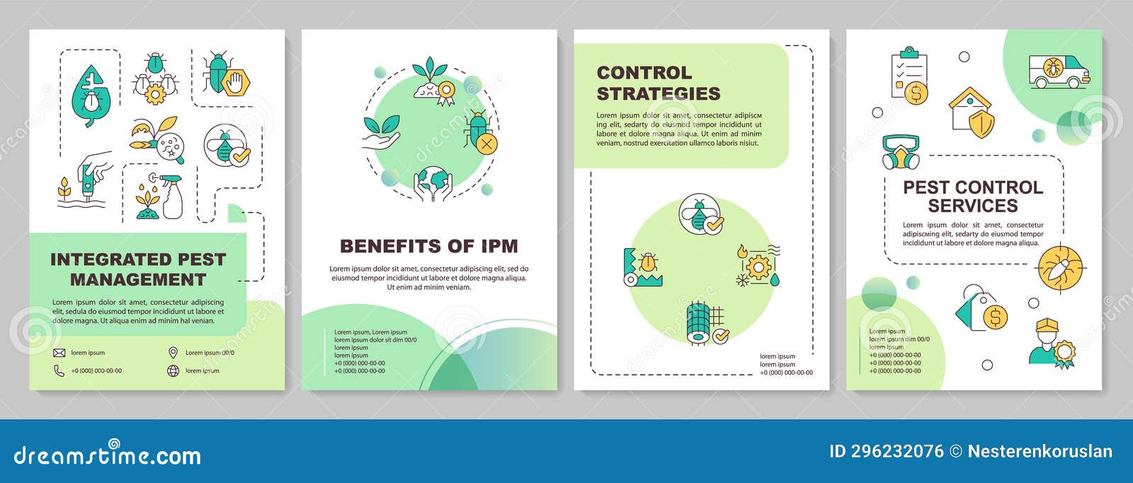 2D Brochure with Integrated Pest Management Gradient Icons Stock Vector ...