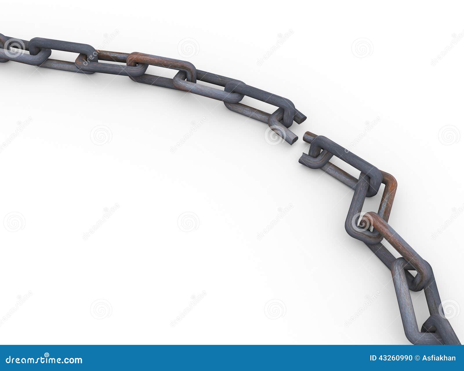 3d broken chain stock illustration. Illustration of disconnected - 43260990