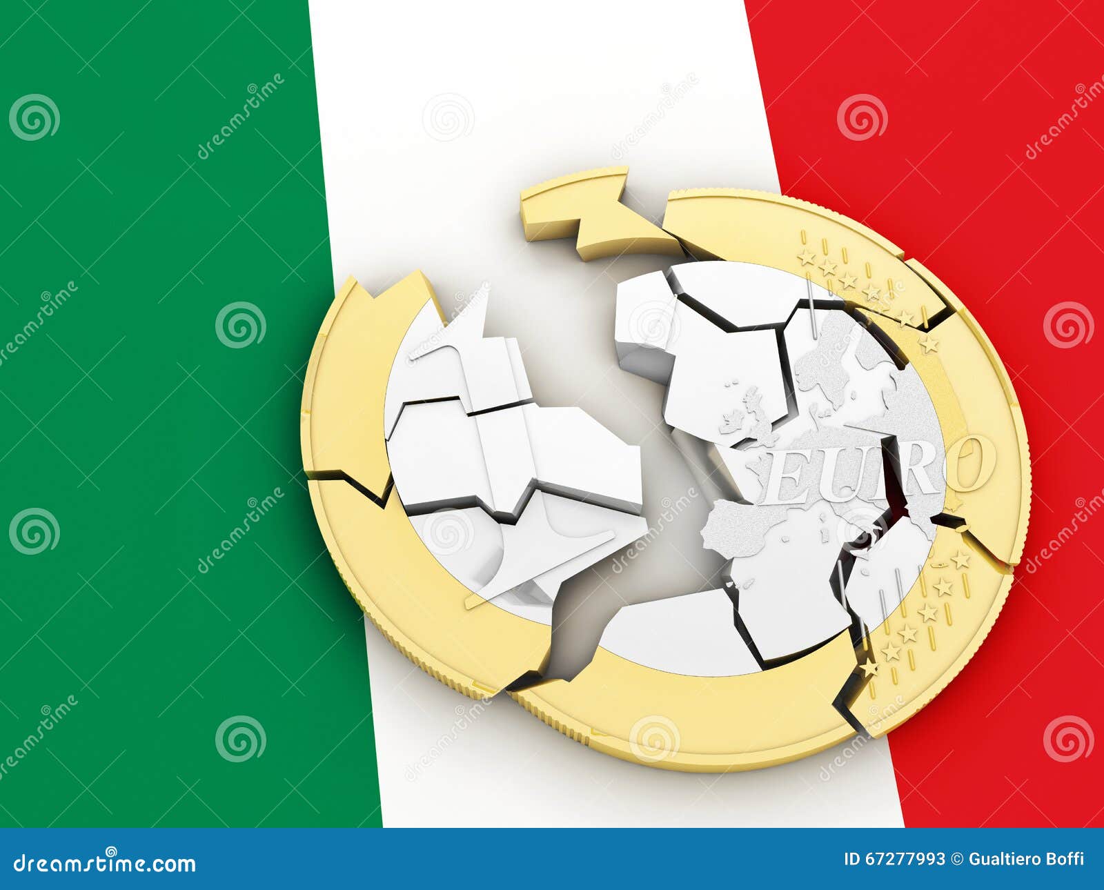 3d broken euro stock illustration. Illustration of italy - 67277993