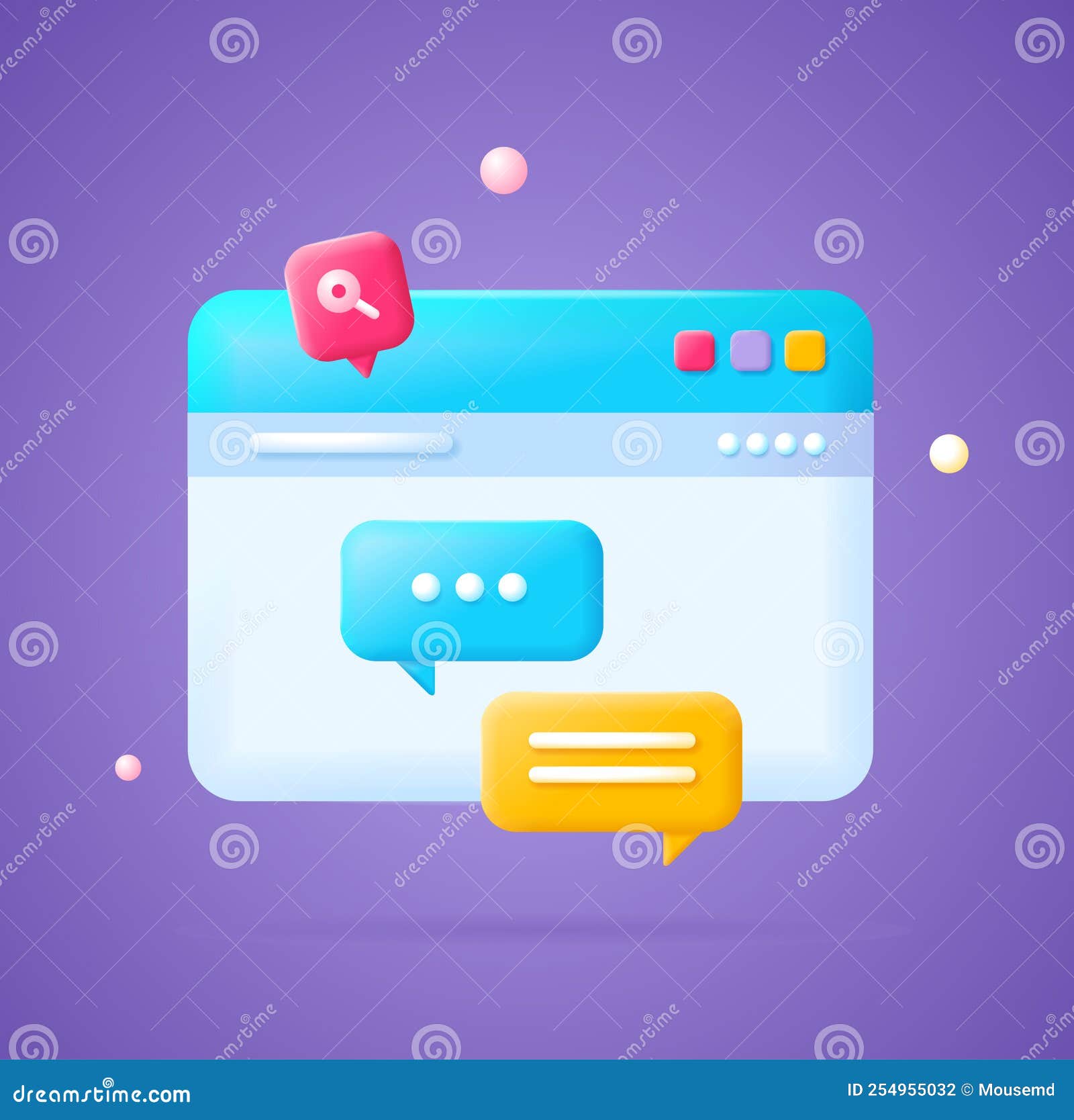 3d Browser with Speech Bubble Set Cartoon Style. Vector Stock Vector ...