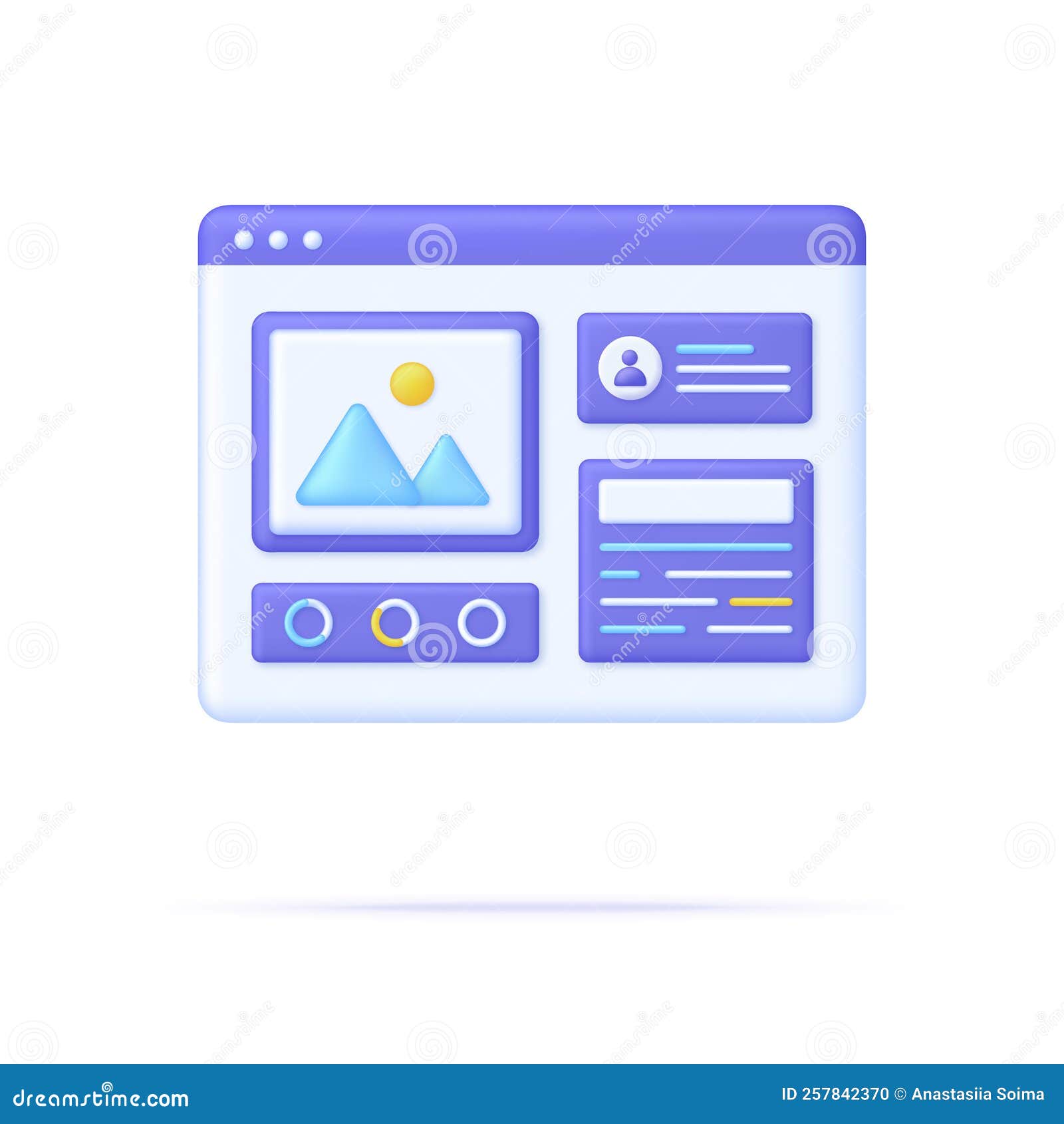 3d Browser Window Design Can Be Used For Many Purposes Stock Vector