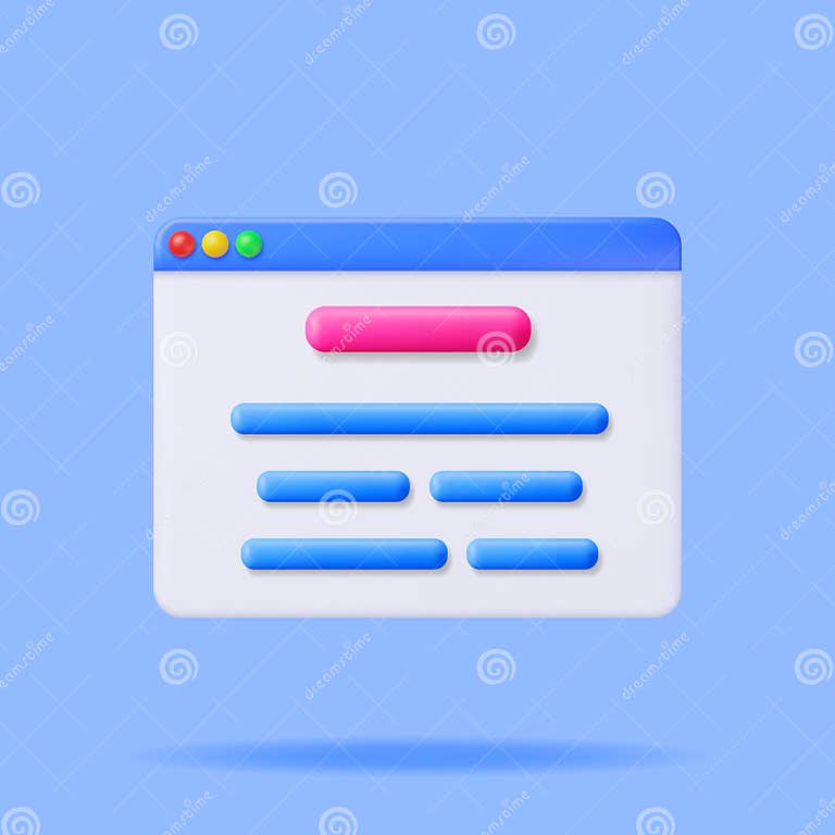 3D Browser Window with Web Page Stock Vector - Illustration of online ...