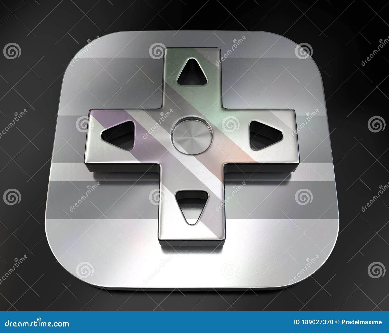 3d Brushed Metal Game Controller Directional Cross Icon Royalty-Free ...