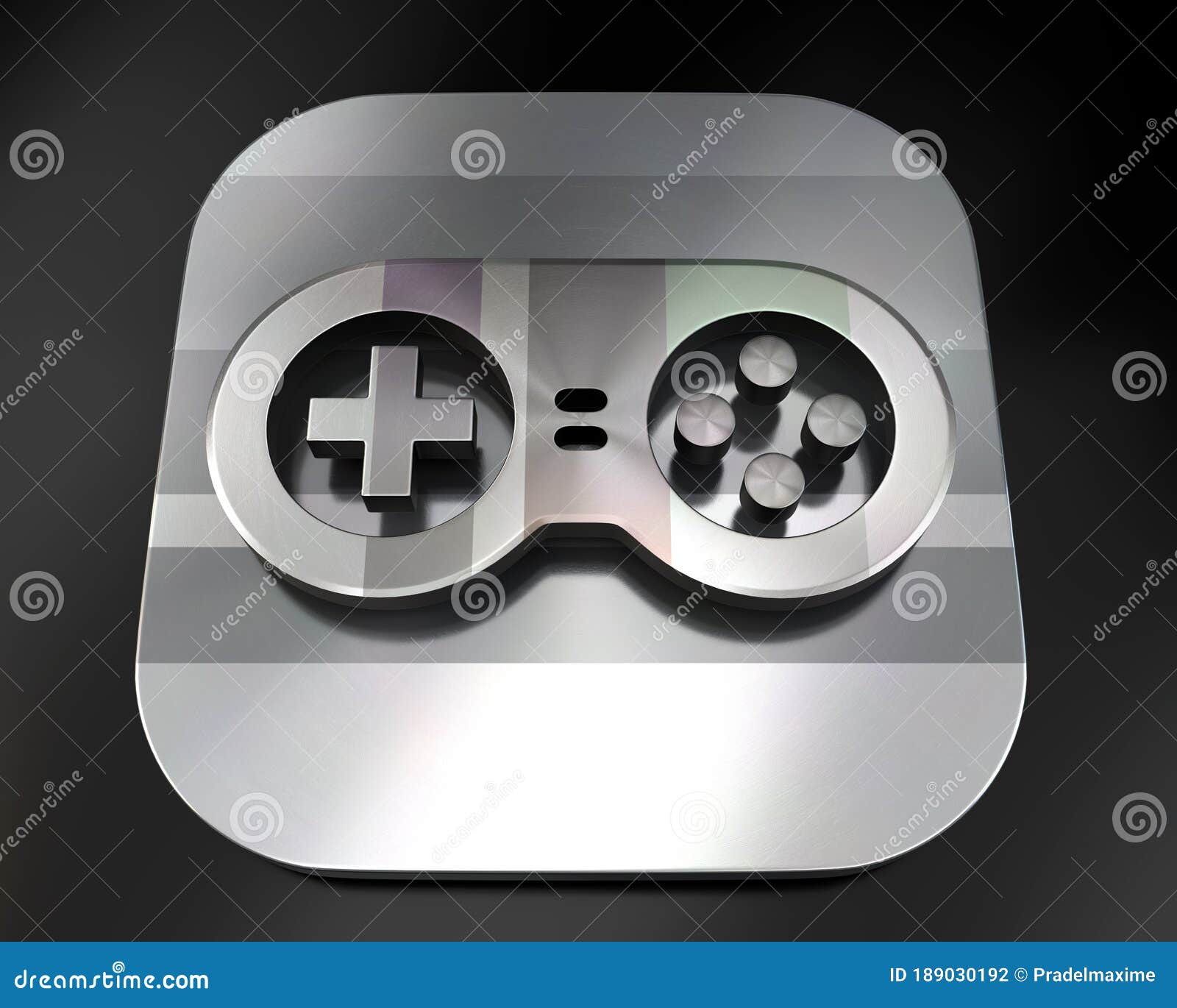 3d Brushed Metal Game Controller Icon Stock Illustration - Illustration ...