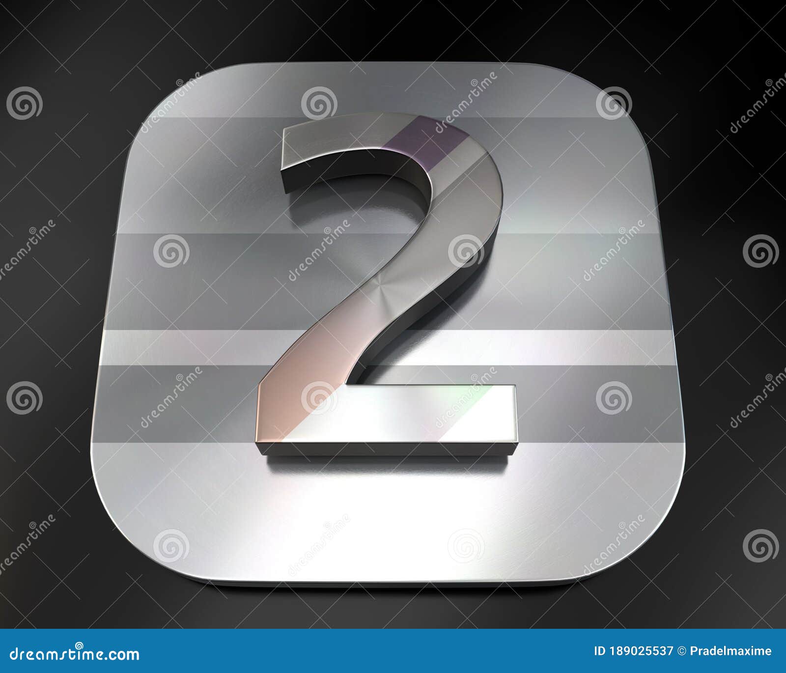 3d Brushed Metal Two Number Icon Stock Illustration - Illustration of ...
