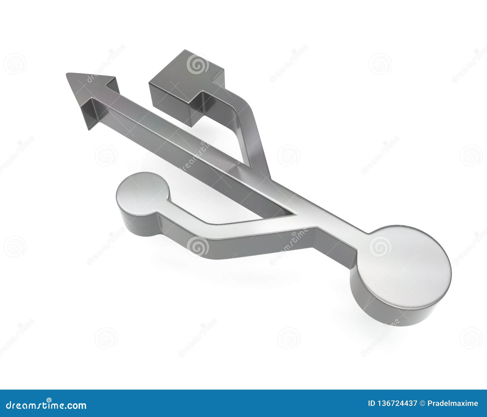 3d Brushed Metal Universal Serial Bus Icon Stock Illustration ...
