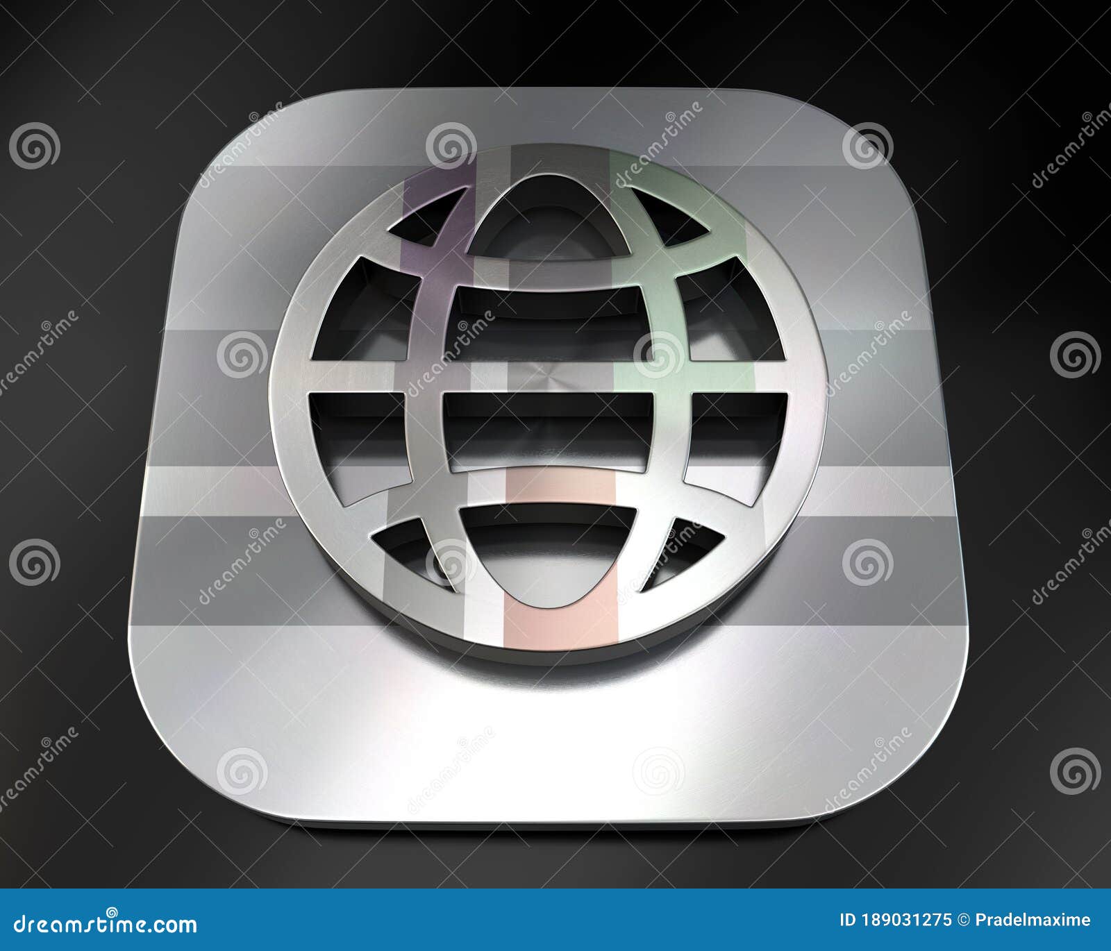 3d Brushed Metal World Icon Stock Illustration - Illustration of ...