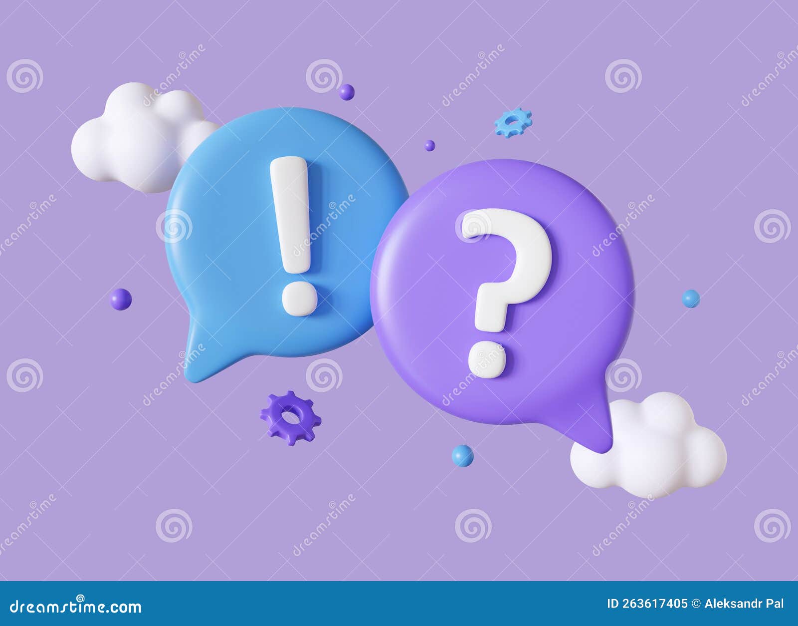 3d Bubble Chat Icon, Exclamation and Question Mark in Cartoon Style ...