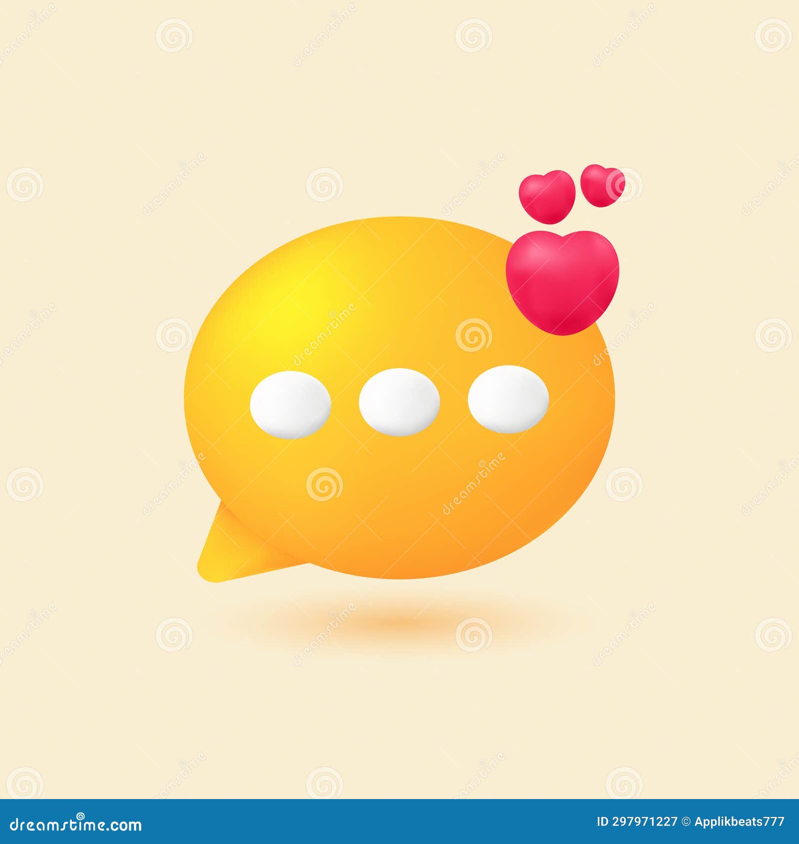 3D Bubble Chat with Love Notification Vector Illustration Stock Vector ...
