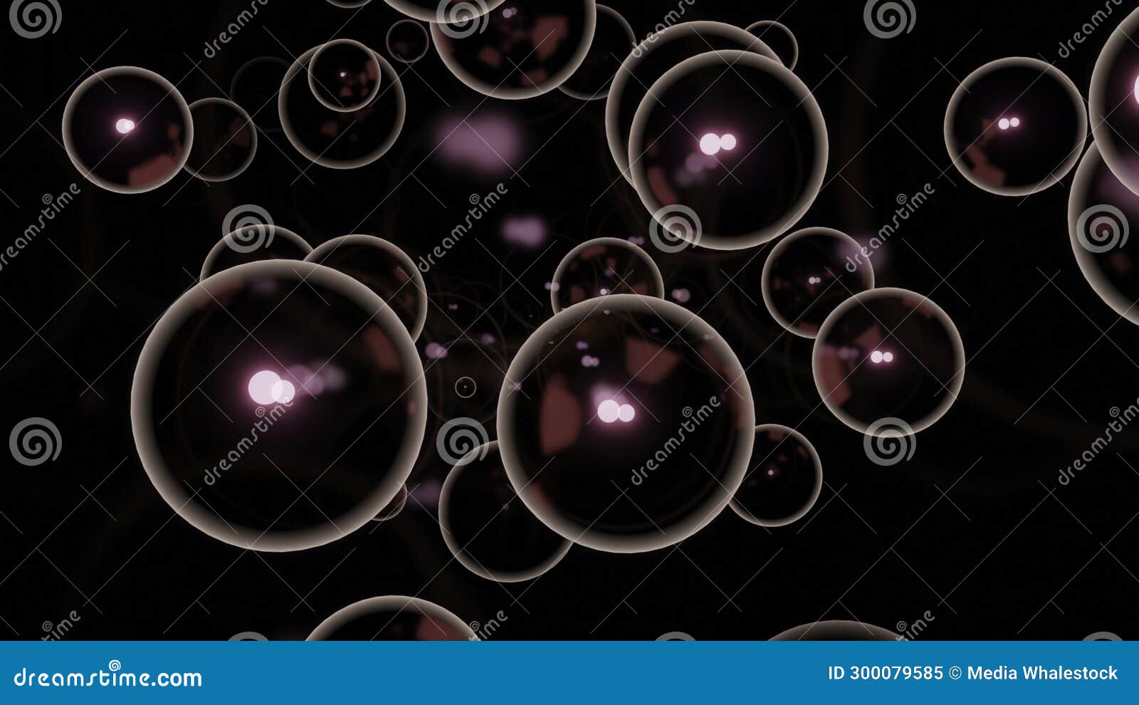 3d Bubbles Move in Stream. Design. Large Soap Bubbles Move in Stream on ...