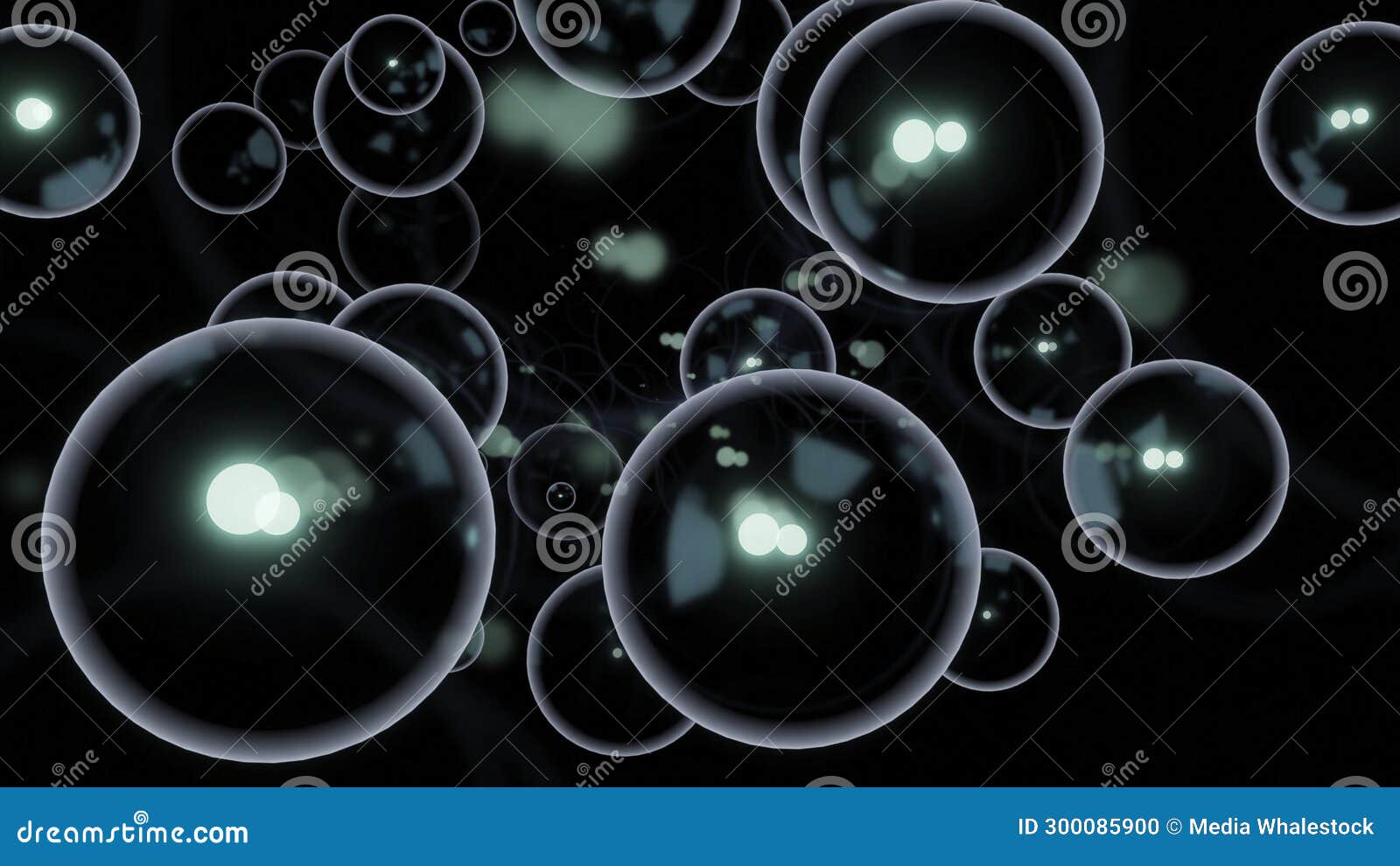 3d Bubbles Move in Stream. Design. Large Soap Bubbles Move in Stream on ...