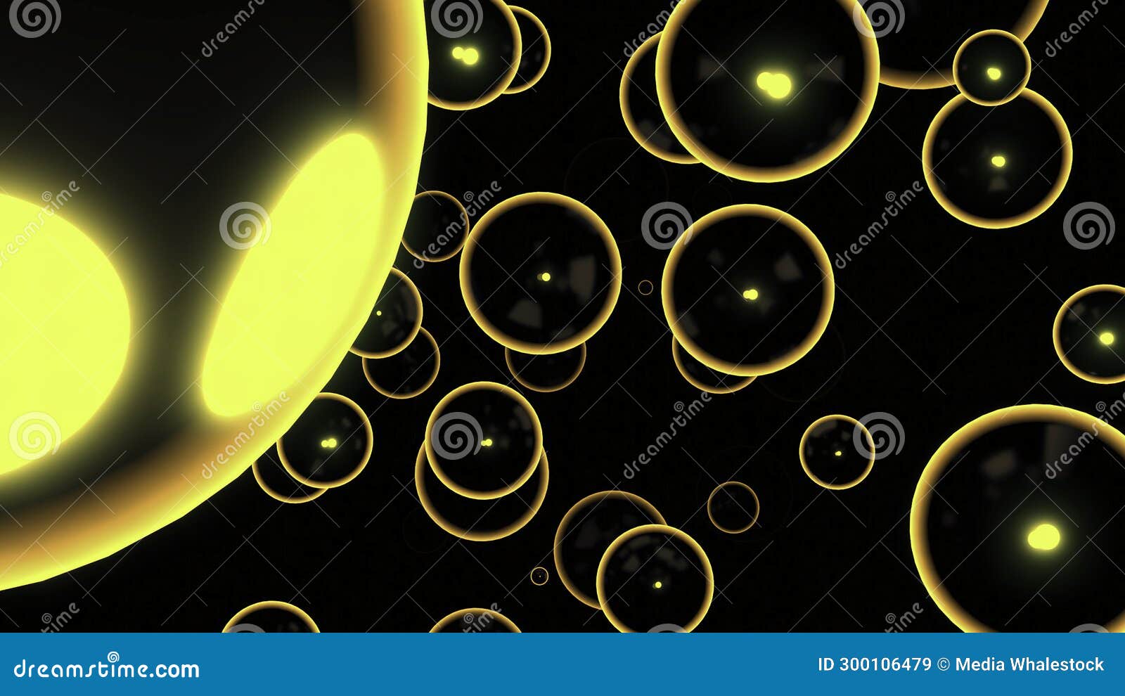 3d Bubbles Move in Stream. Design. Large Soap Bubbles Move in Stream on ...