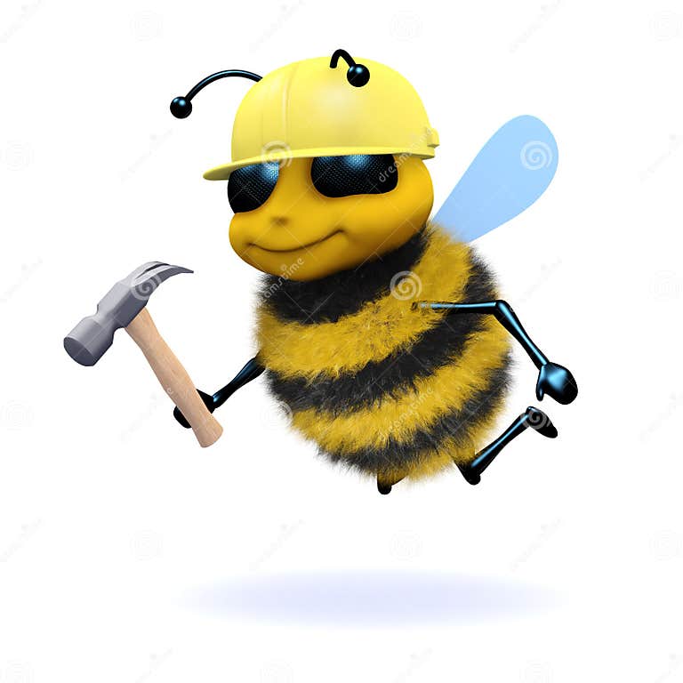 3d Builder bee stock vector. Illustration of hammer, wildlife - 39580006