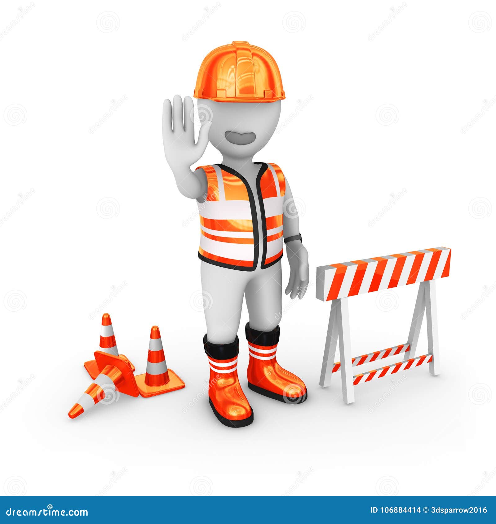 3d Builder Shows Stop Gesture, Site Under Construction. Stock ...