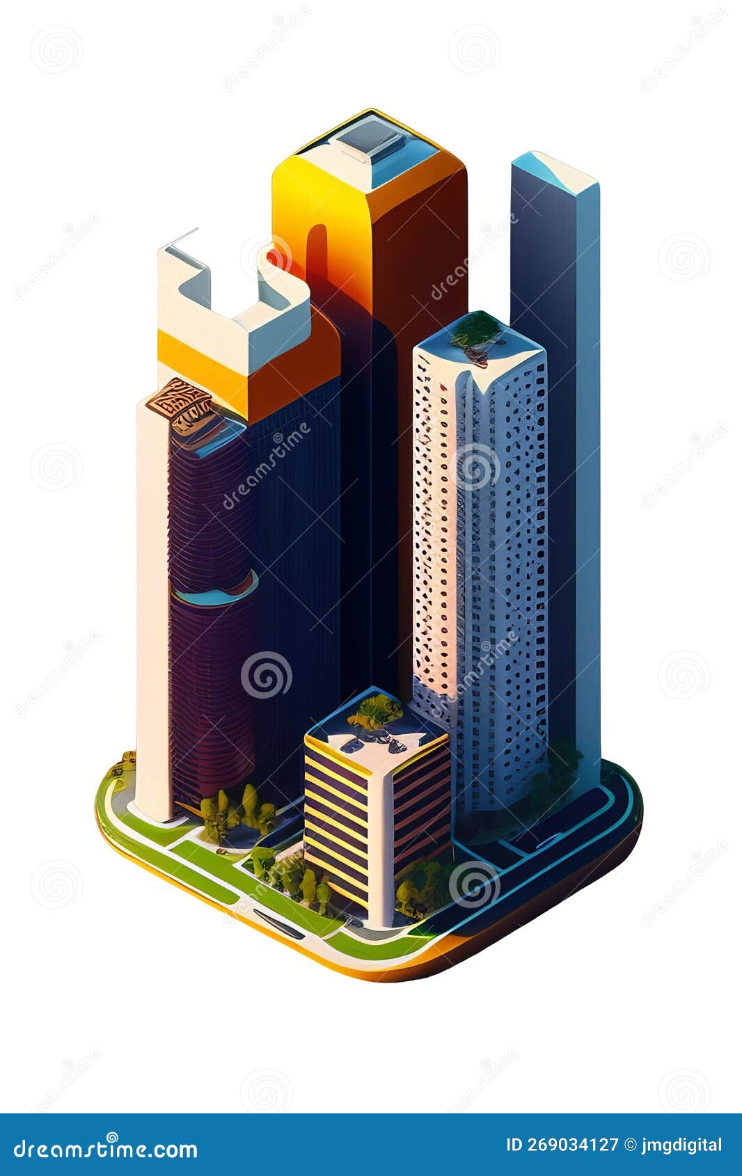 3D Building Design Elements in Isolated. 3D Illustration Stock ...