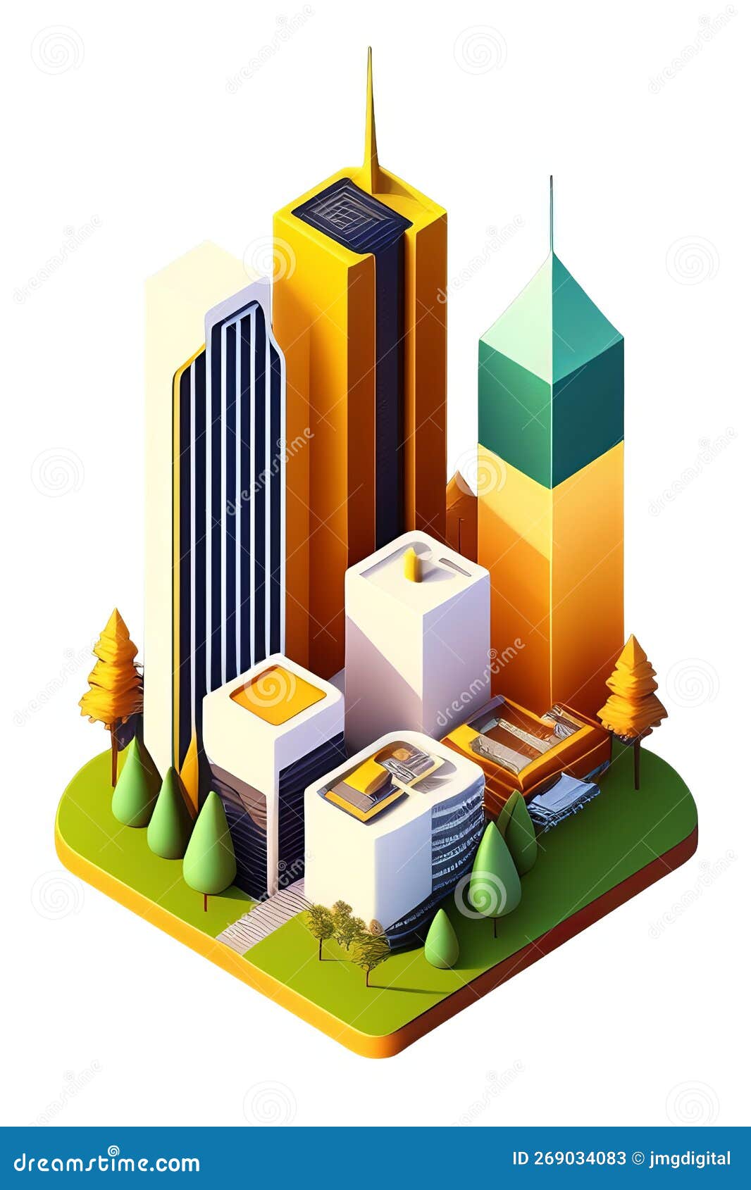 3D Building Design Elements with Isometric Building. 3D Illustration ...