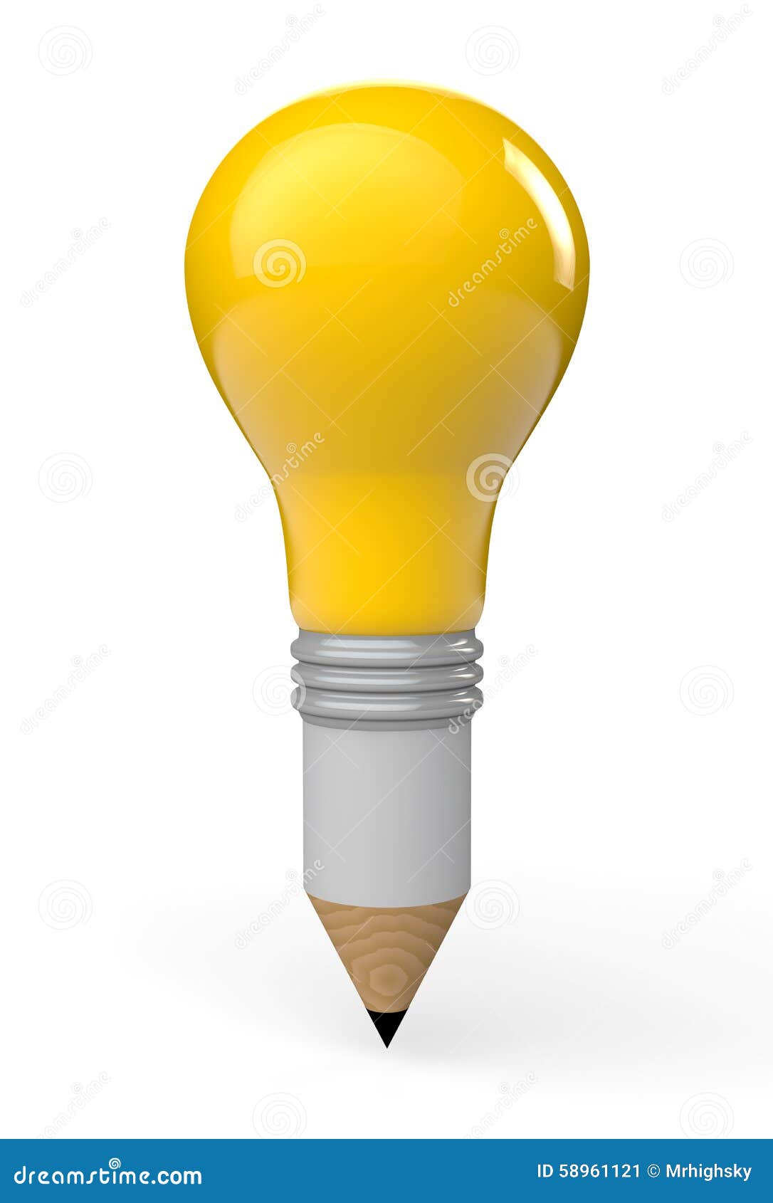 3D bulb with pencil stock illustration. Illustration of bulb - 58961121