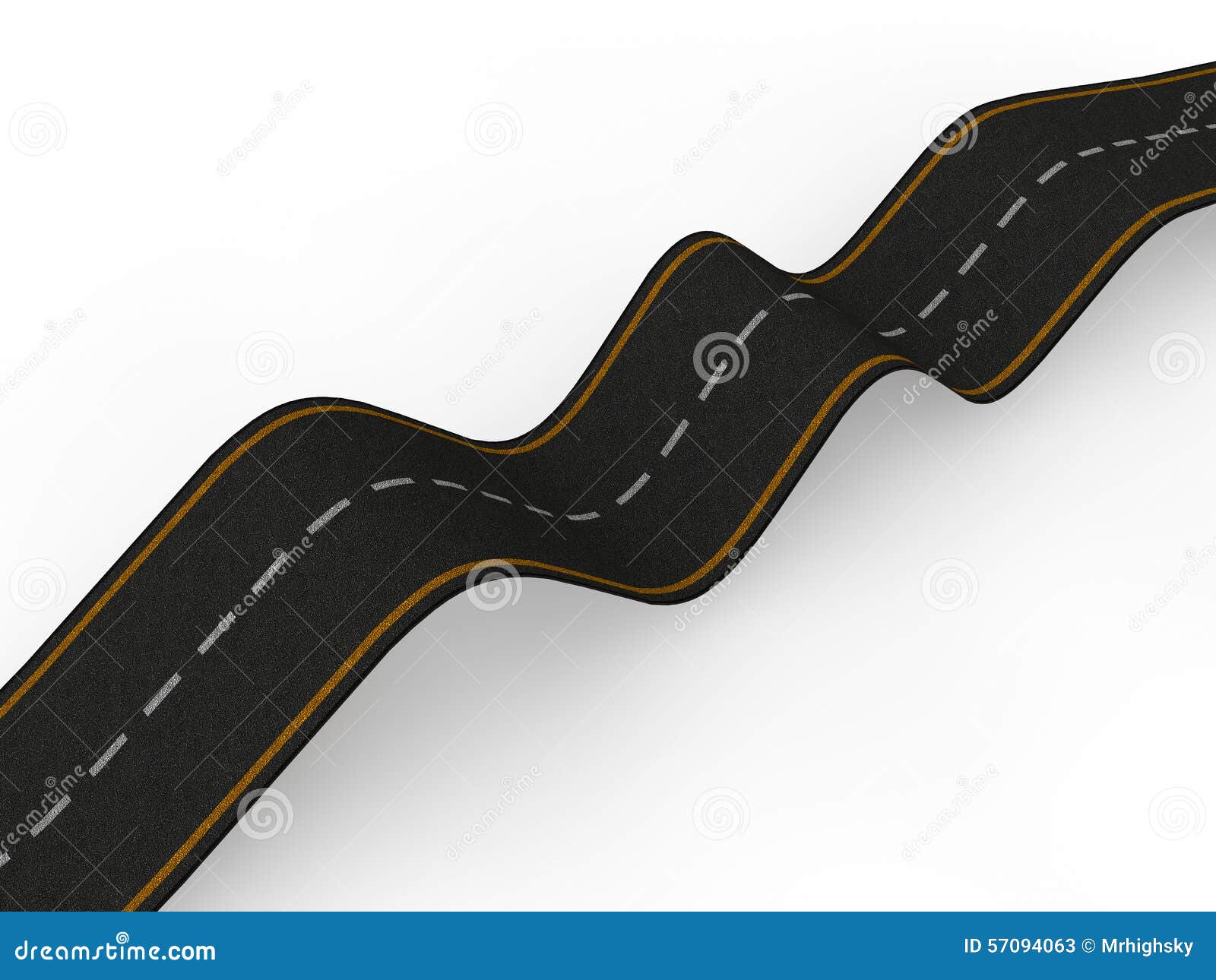3d Bumpy Road with Ups and Downs Stock Illustration - Illustration of ...