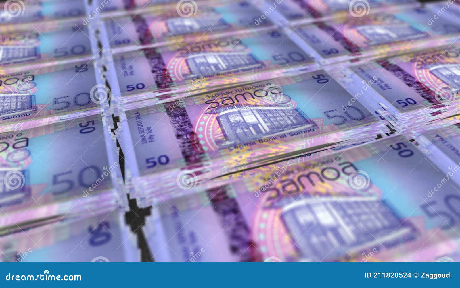 3D Bunch of Samoa 50 Tala Money Banknote Stock Illustration ...