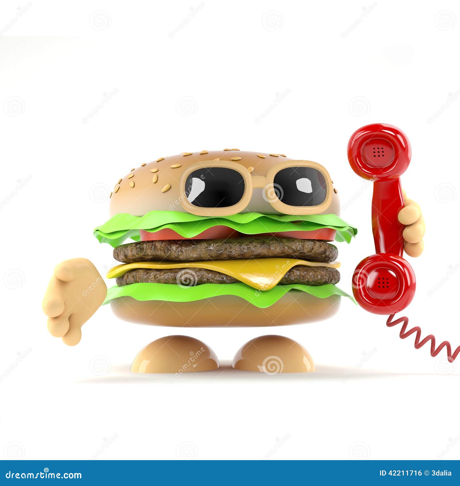 3d Burger Answers the Phone Stock Illustration - Illustration of ...