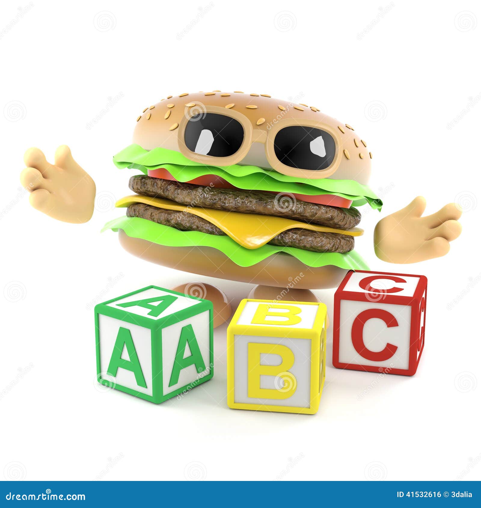 3d Burger Learns His Alphabet Stock Illustration - Illustration of ...