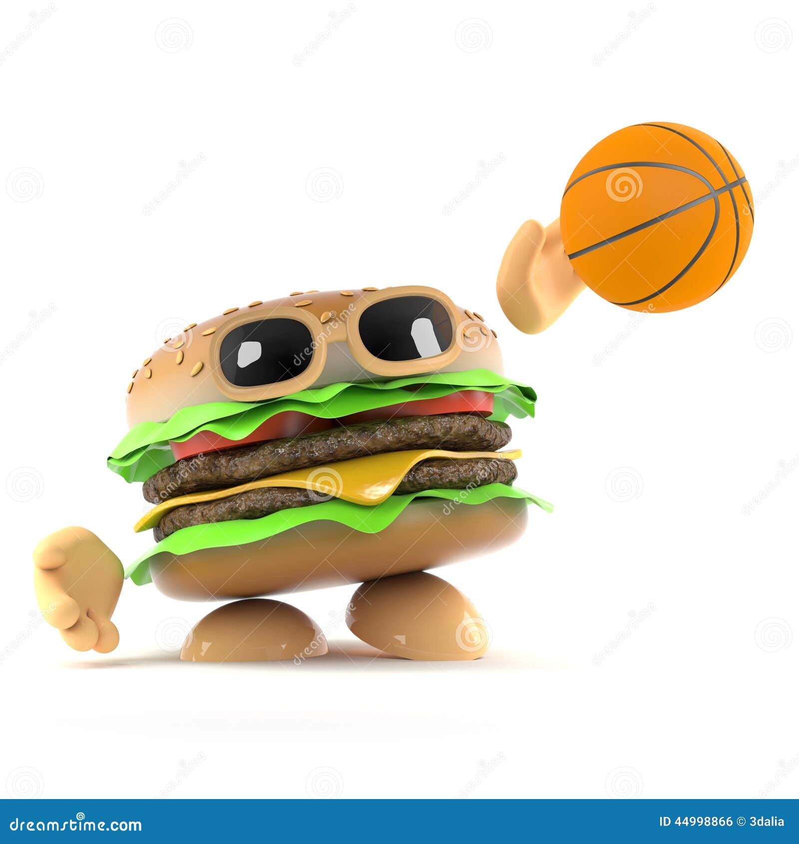3d Burger Shoots a Basketball Stock Illustration - Illustration of ...