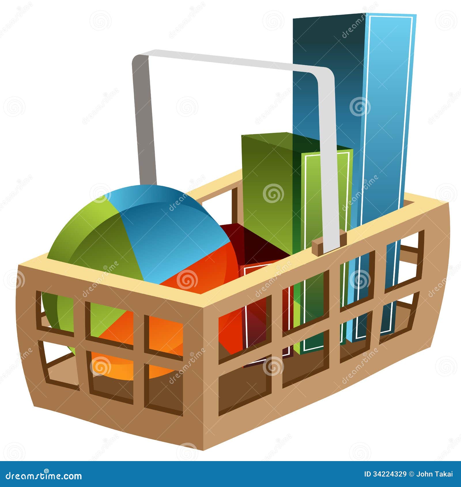 3D Business Chart Basket stock vector. Illustration of cart - 34224329