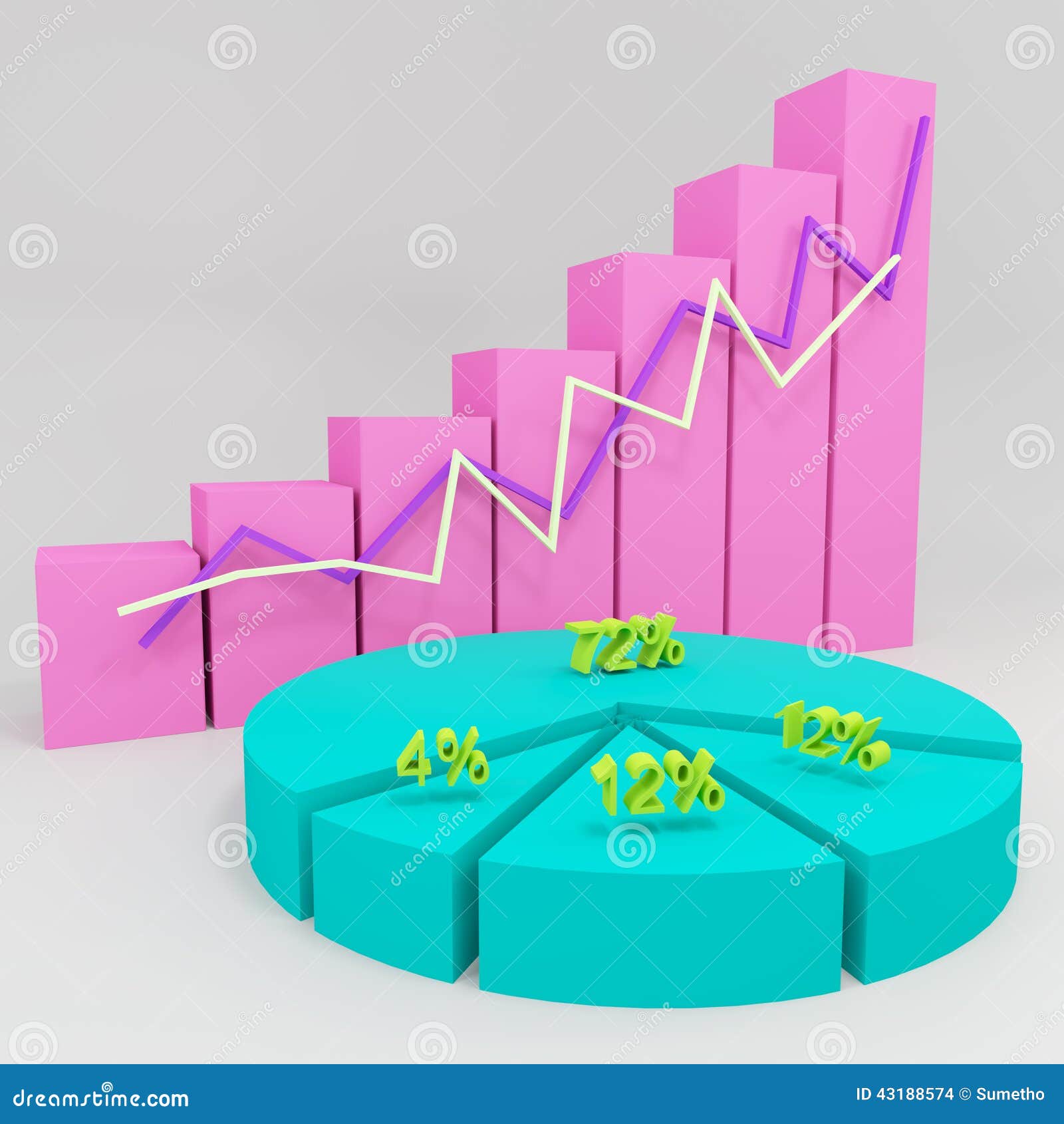3d business chart stock illustration. Illustration of growth - 43188574