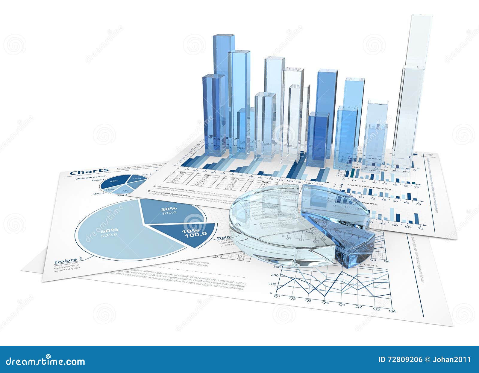 3D business charts stock photo. Image of business, illustrated - 72809206