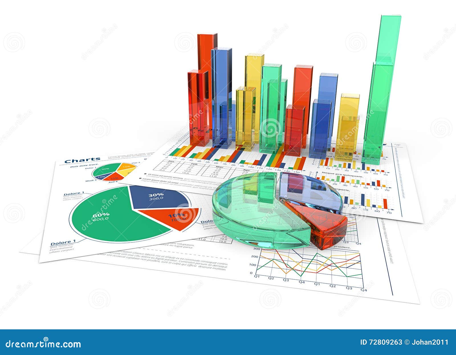 3D Business Charts in Color Stock Image - Image of charts, line: 72809263