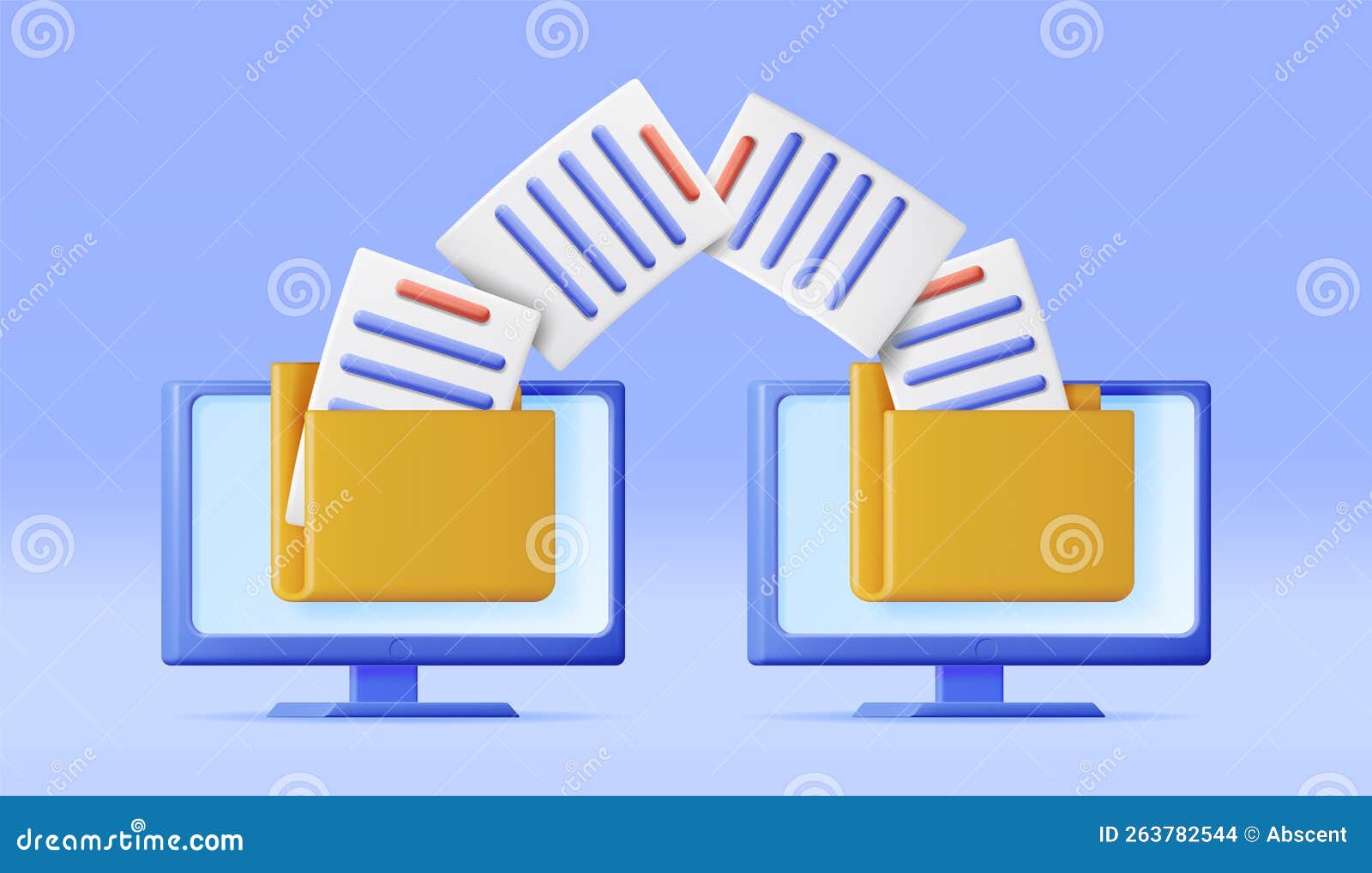 3D Business Folder Full of Papers on Computer Stock Vector ...