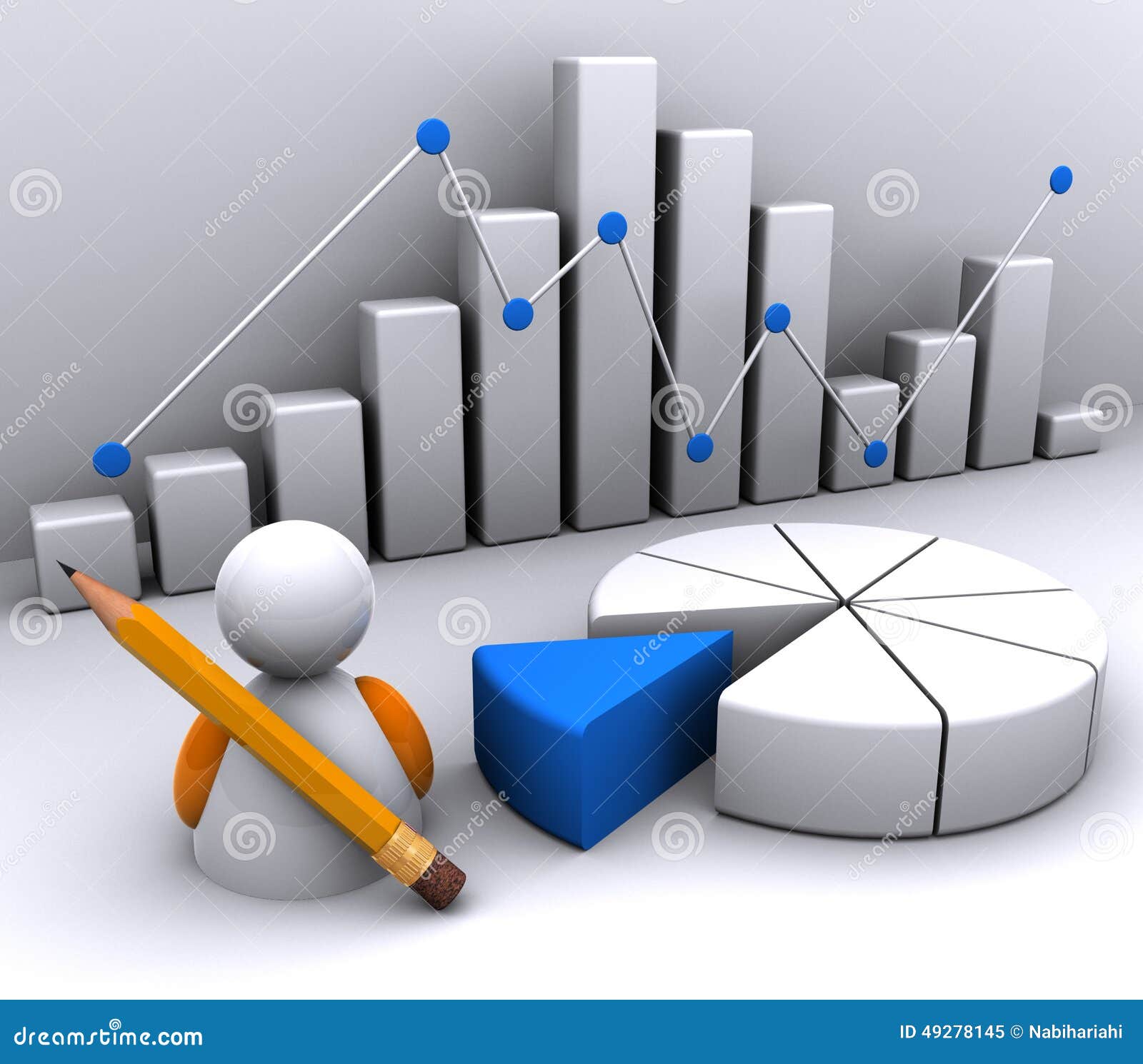 3d business graph stock illustration. Illustration of progress - 49278145