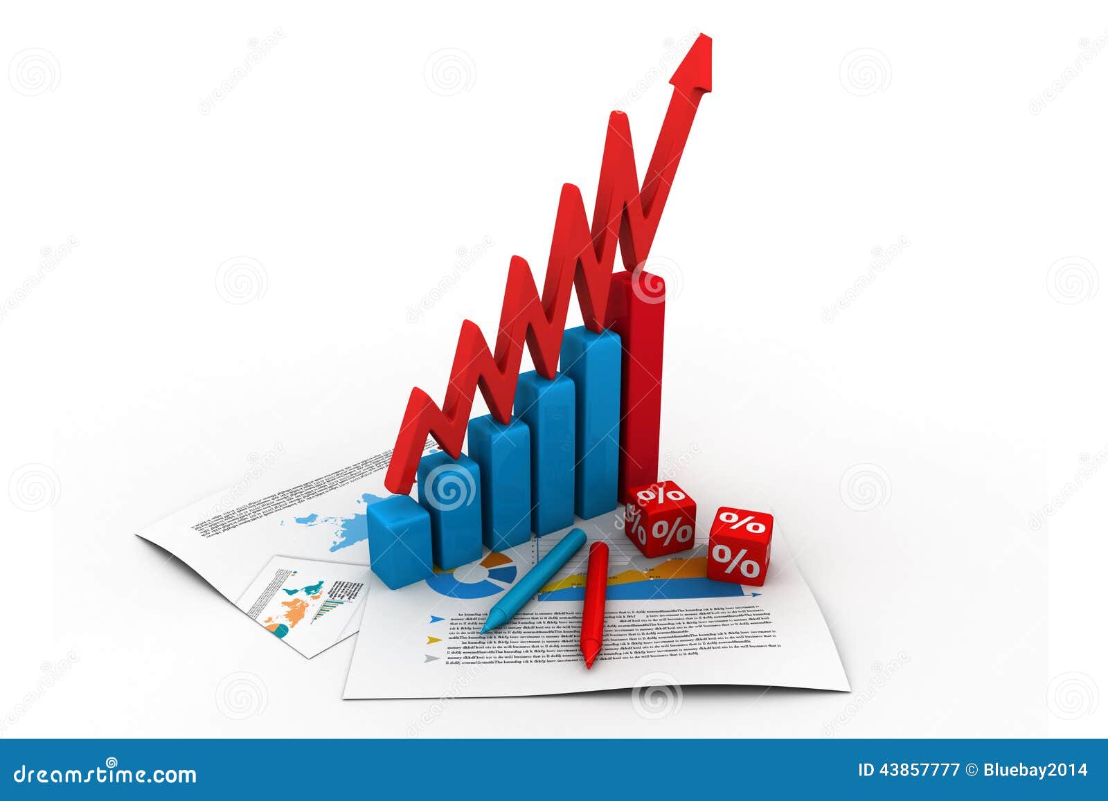 3d business graph stock illustration. Illustration of black - 43857777