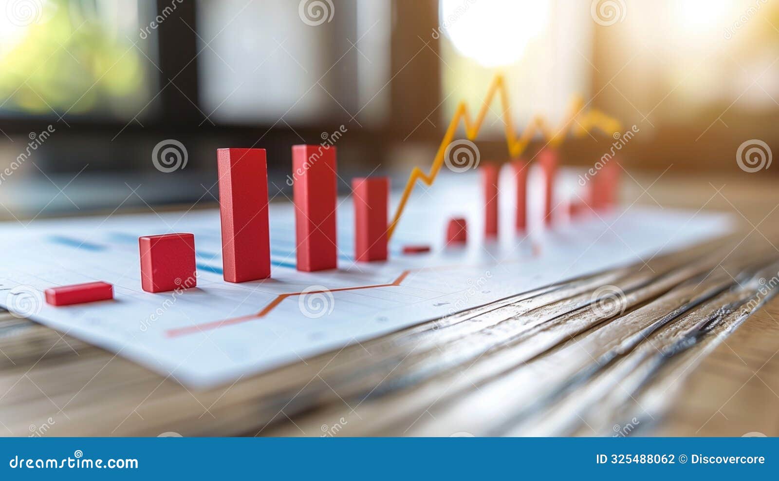 3D Business Growth Chart with Rising Columns and Trend Line Stock ...