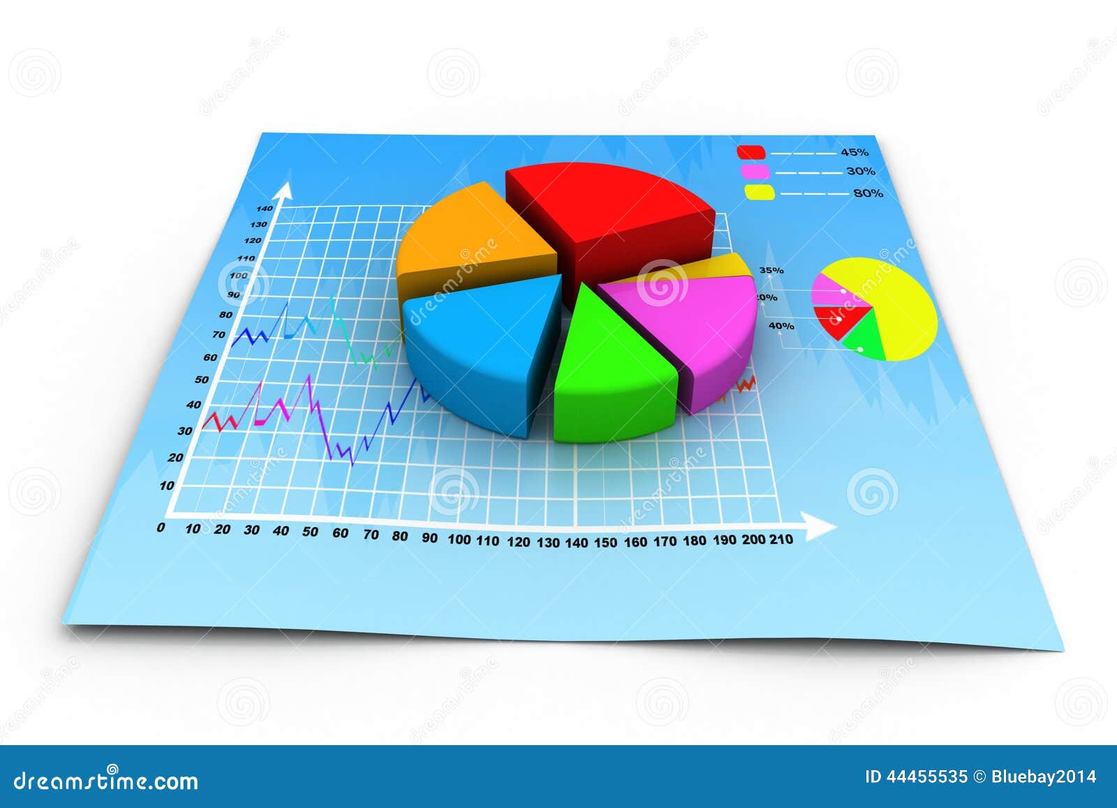 3d Business Growth Pie Graph Stock Illustration - Illustration of ...