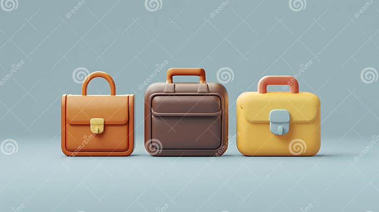3D Business Icons with Briefcase Vector Object Render by Generative AI ...
