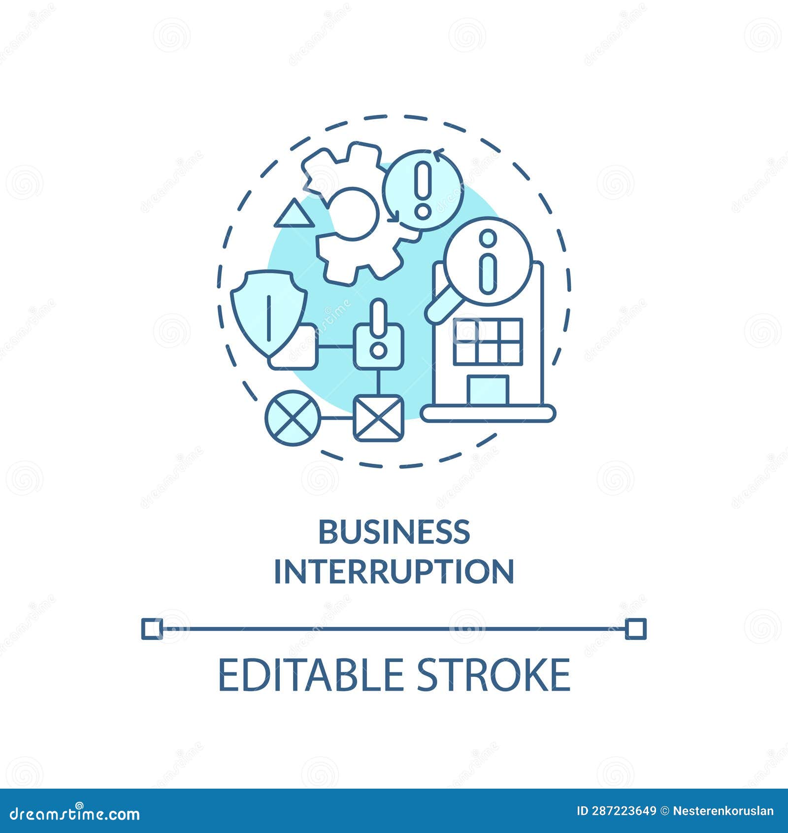 2D Business Interruption Blue Line Icon Concept Stock Vector ...