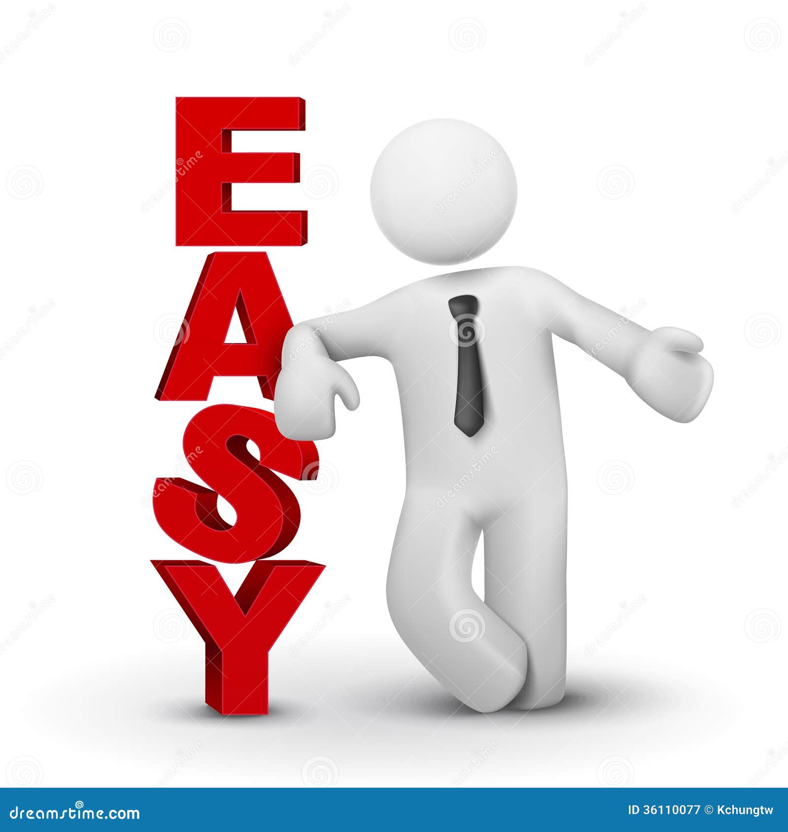 3d Business Man Presenting Word Easy Concept Stock Vector ...