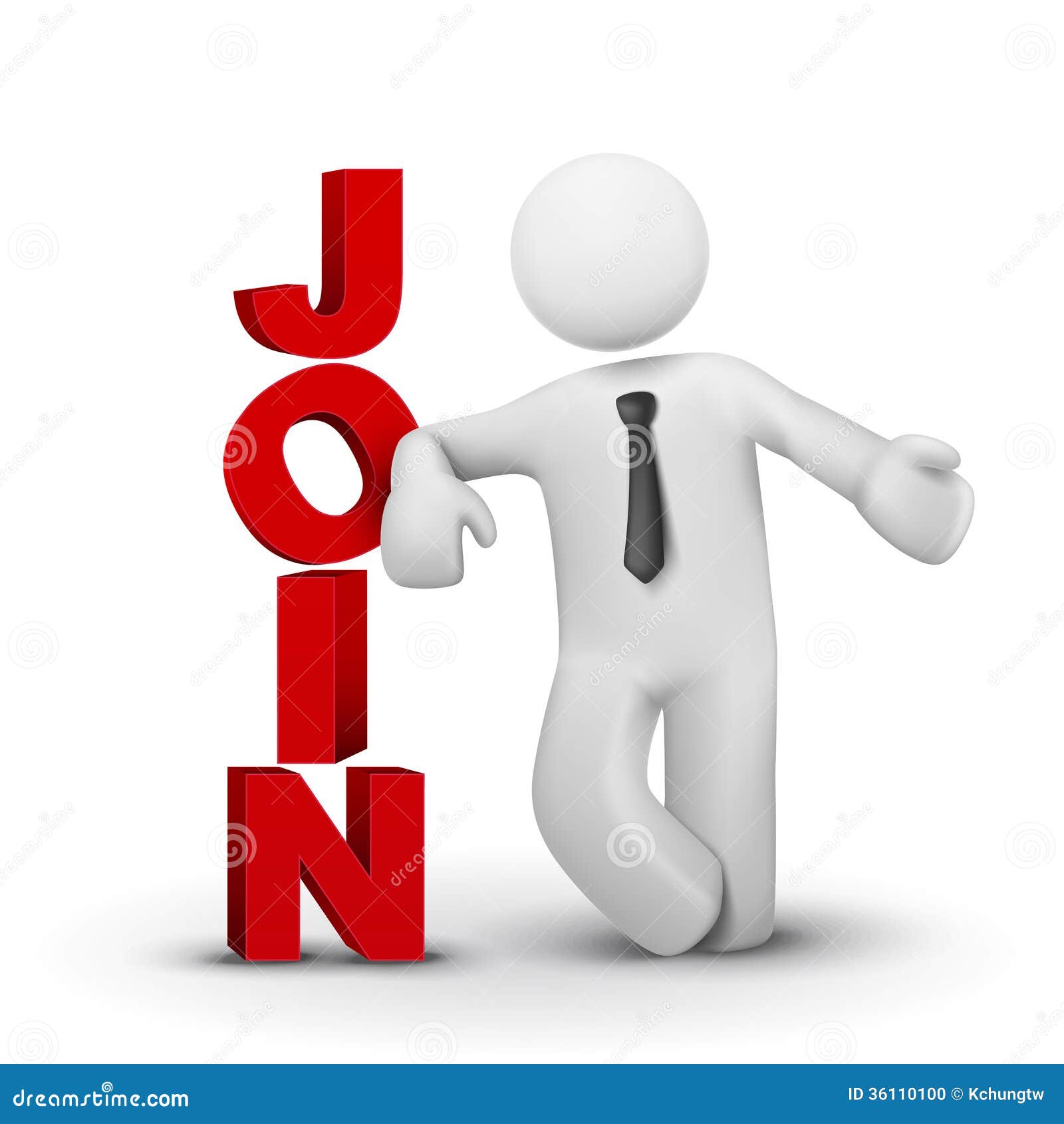 3d Business Man Presenting Word Join Concept Stock Vector ...